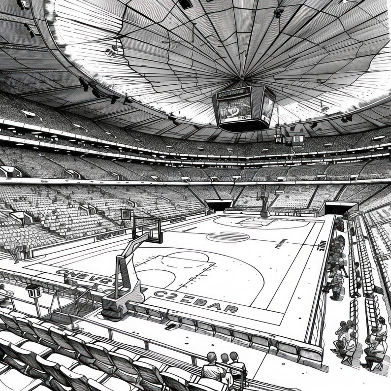 100 Basketball Coloring Pages Arenas Around the World, Digital PDF ...