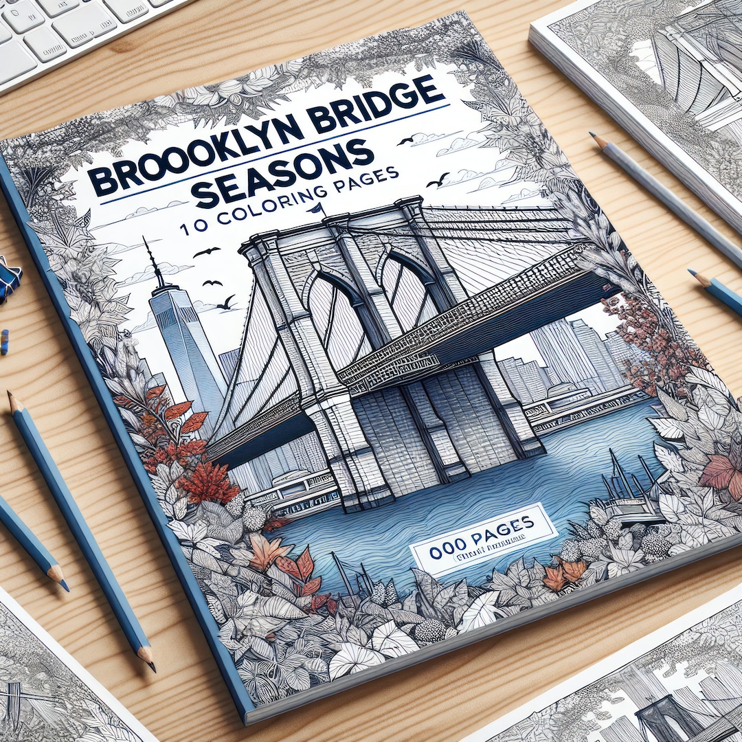 100 Brooklyn Bridge Pages Digital Coloring Book PDF for Kids and Adults ...