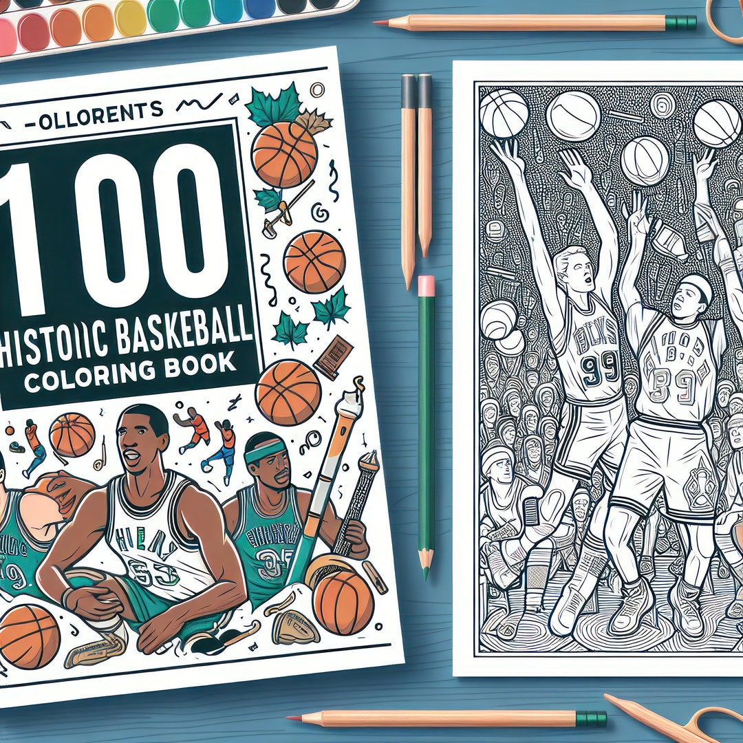 100 Coloring Pages Historic Basketball Moments Captured, Digital ...