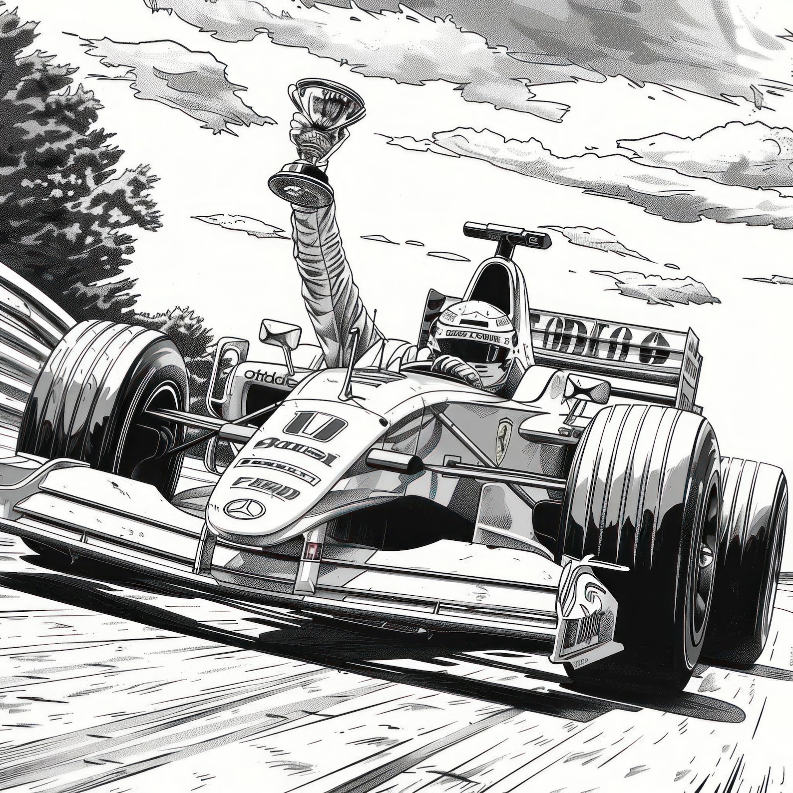 Formula 1 Coloring Pages: 100 Championship-winning Designs for Adults ...