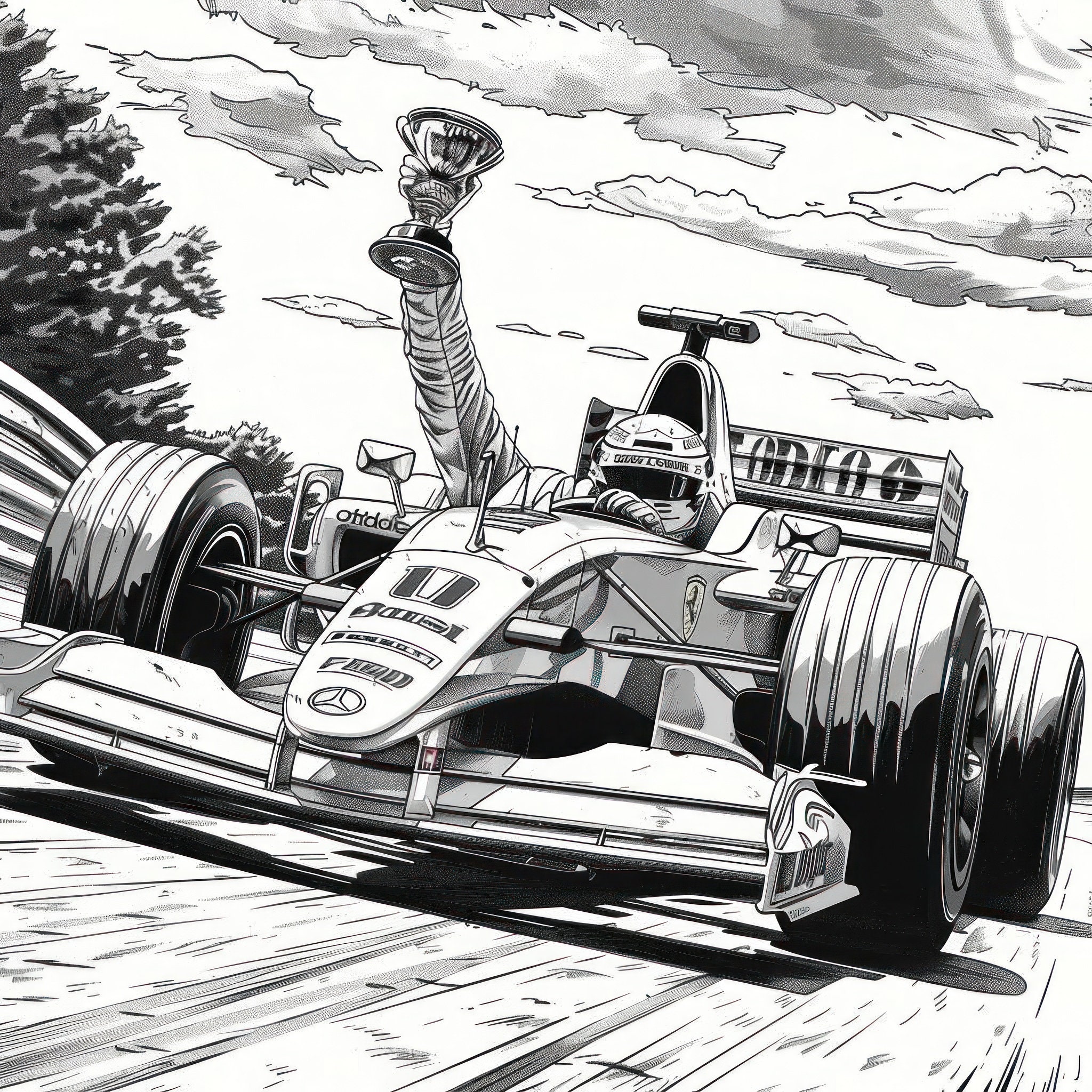 100 Coloring Page Championship-winning Formula 1 Cars, Coloring PDF, F1 ...