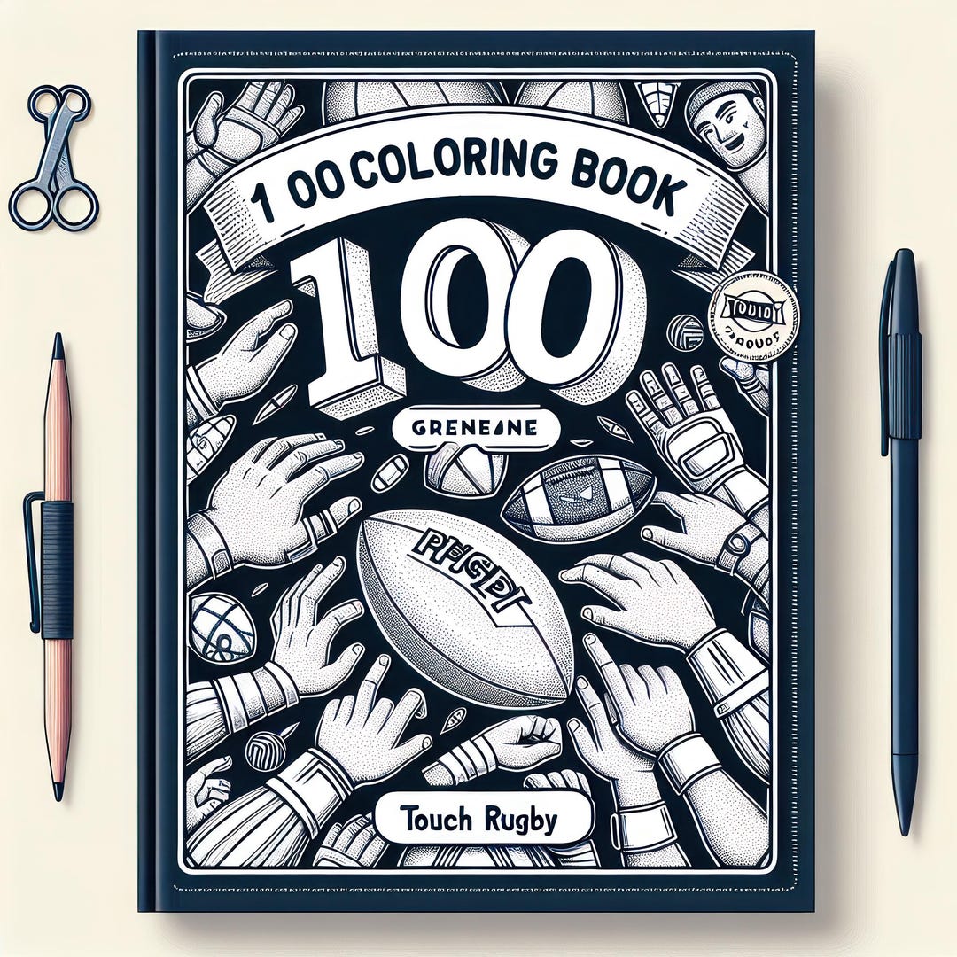 100 Pages Digital Touch Rugby Coloring Book PDF for Kids and Adults Fun ...