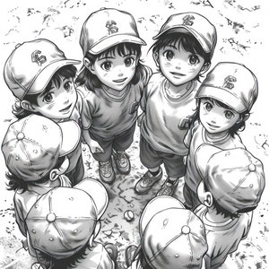 Kids Playing Baseball Coloring Book, Fun Sports Themes, 100 Pages, PDF ...