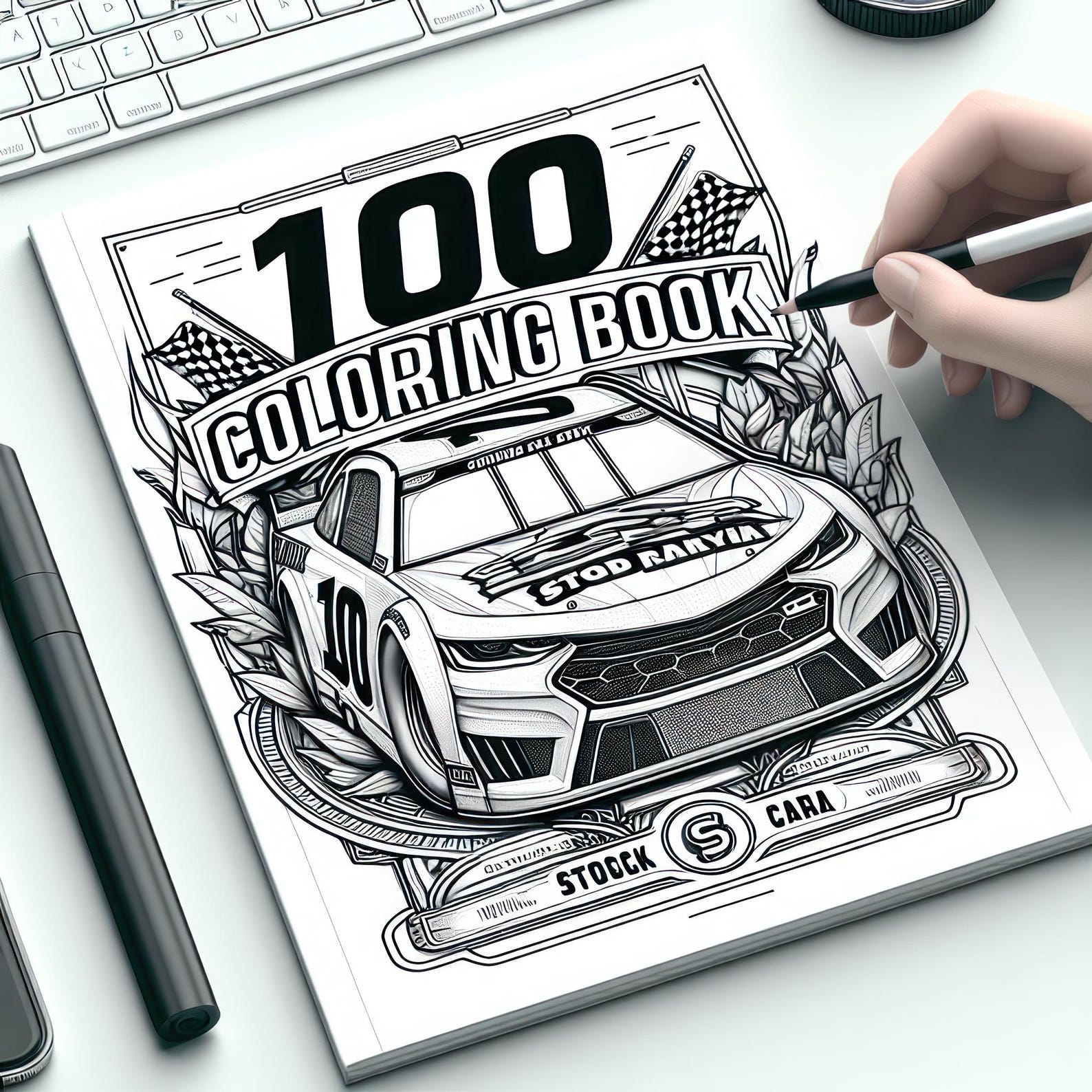 100 Pages Stock Car Coloring Book PDF | Digital Download for Kids and ...