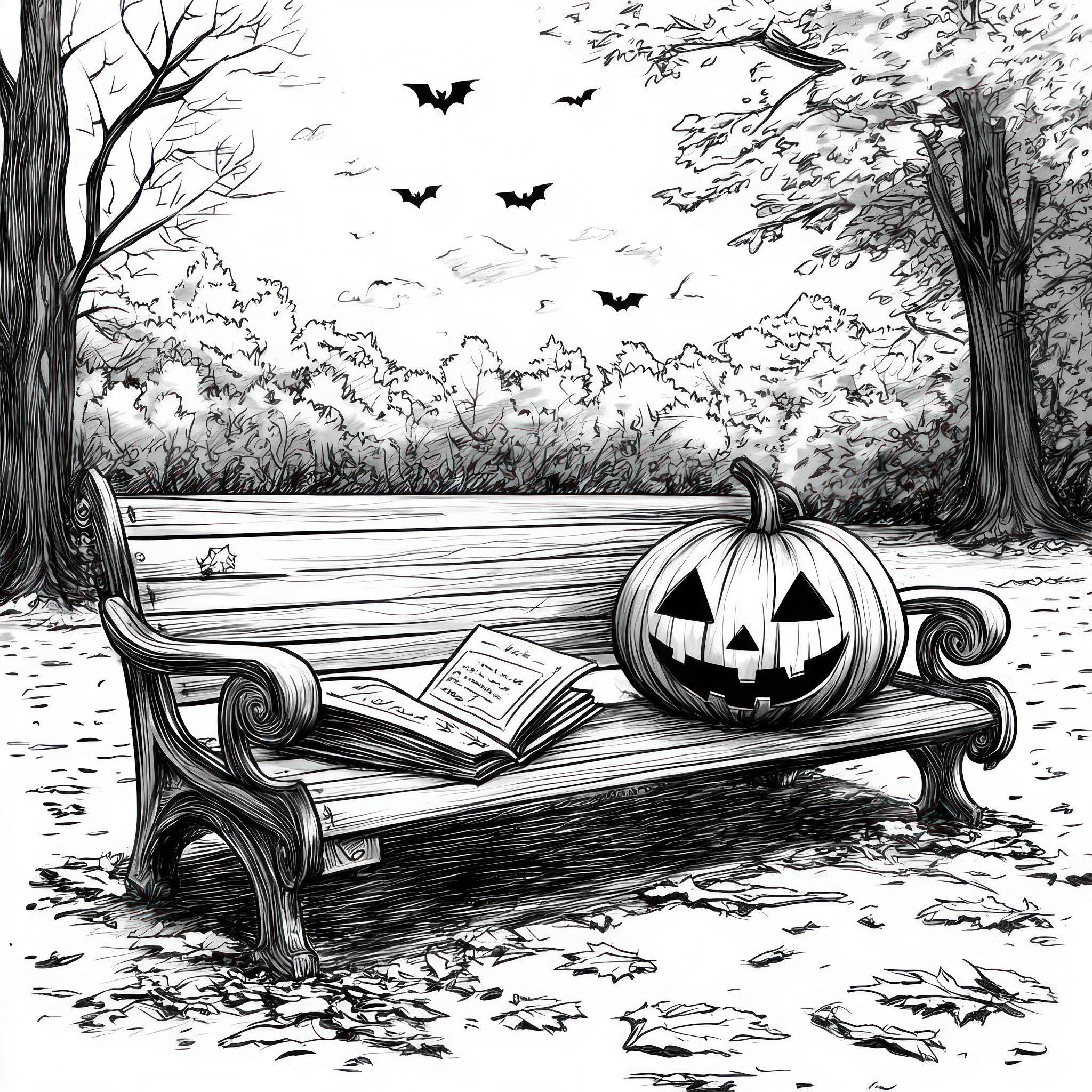 100 Pages Halloween Coloring Book PDF Spooky Pumpkins Digital Download ...