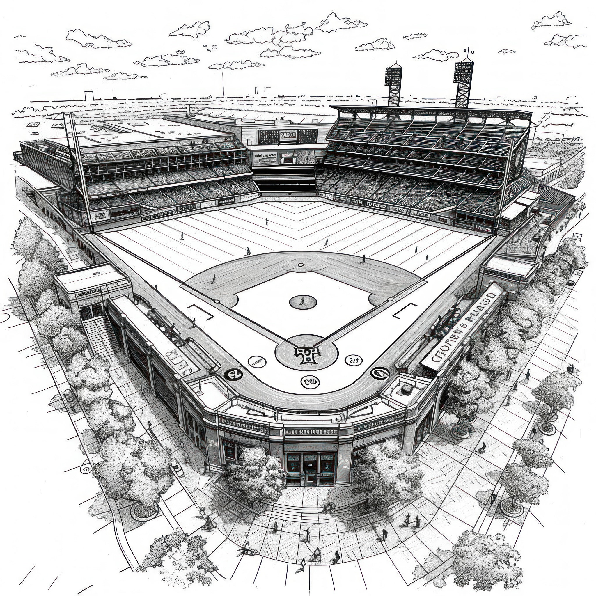 Famous Baseball Coloring Stadiums Book PDF, Iconic Ballpark, 100 Pages ...
