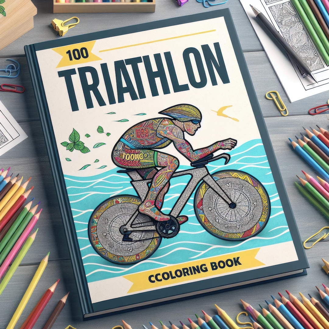 100 Triathlon Pages Coloring Book PDF for Kids and Adults Fun Activity ...