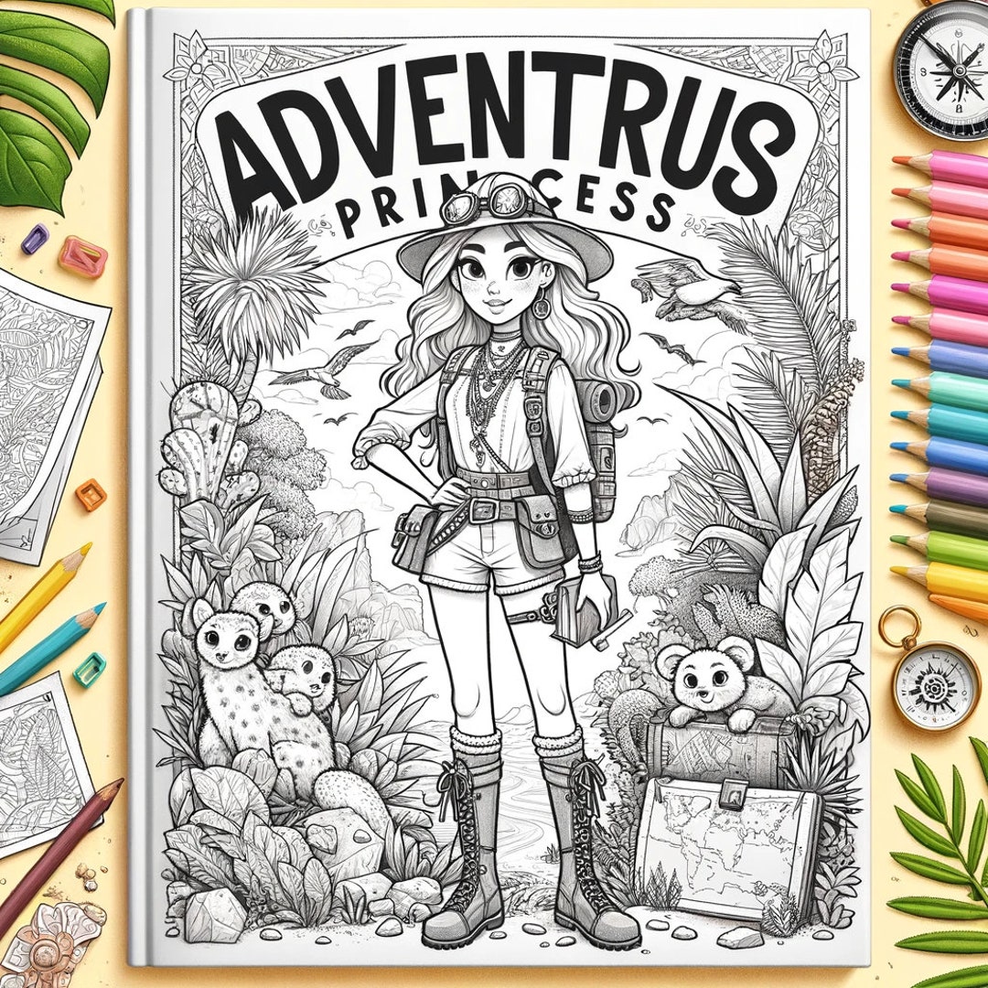 Adventure Princess Coloring Page PDF Download | Printable Art for Kids ...