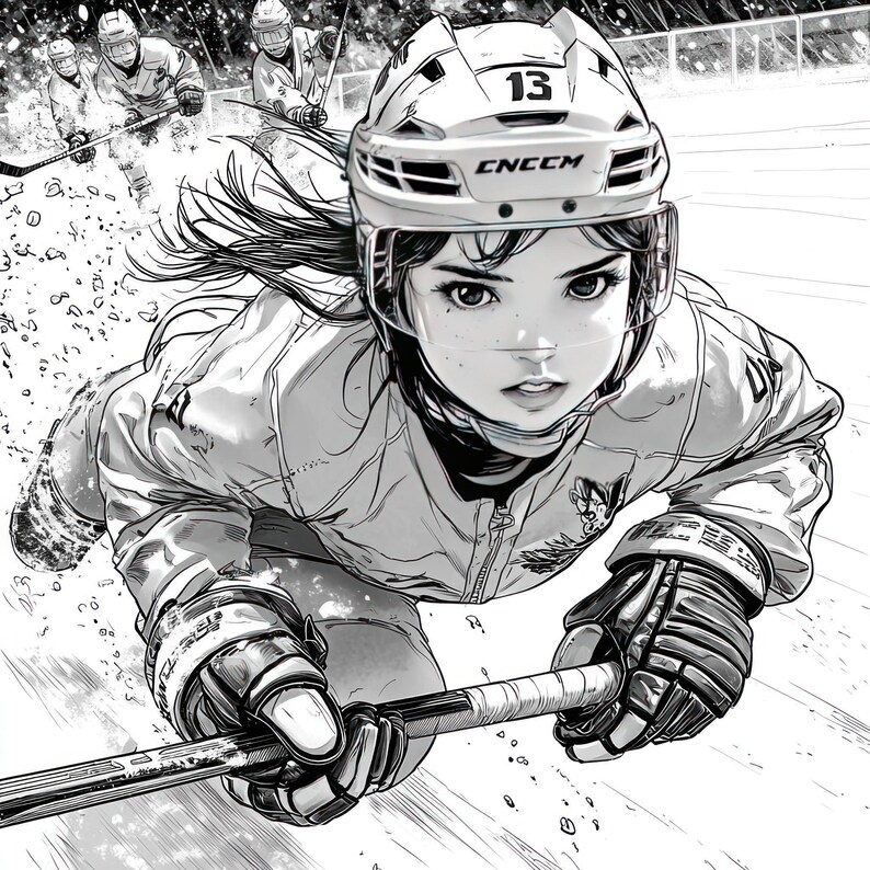 100 Pages Ringette Coloring Book PDF for Kids and Adults Digital ...