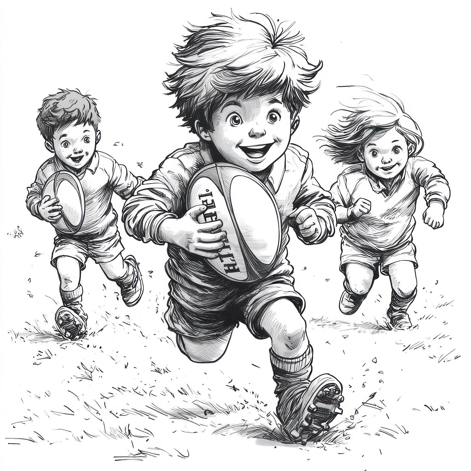 100 Pages Digital Touch Rugby Coloring Book PDF for Kids and Adults Fun ...