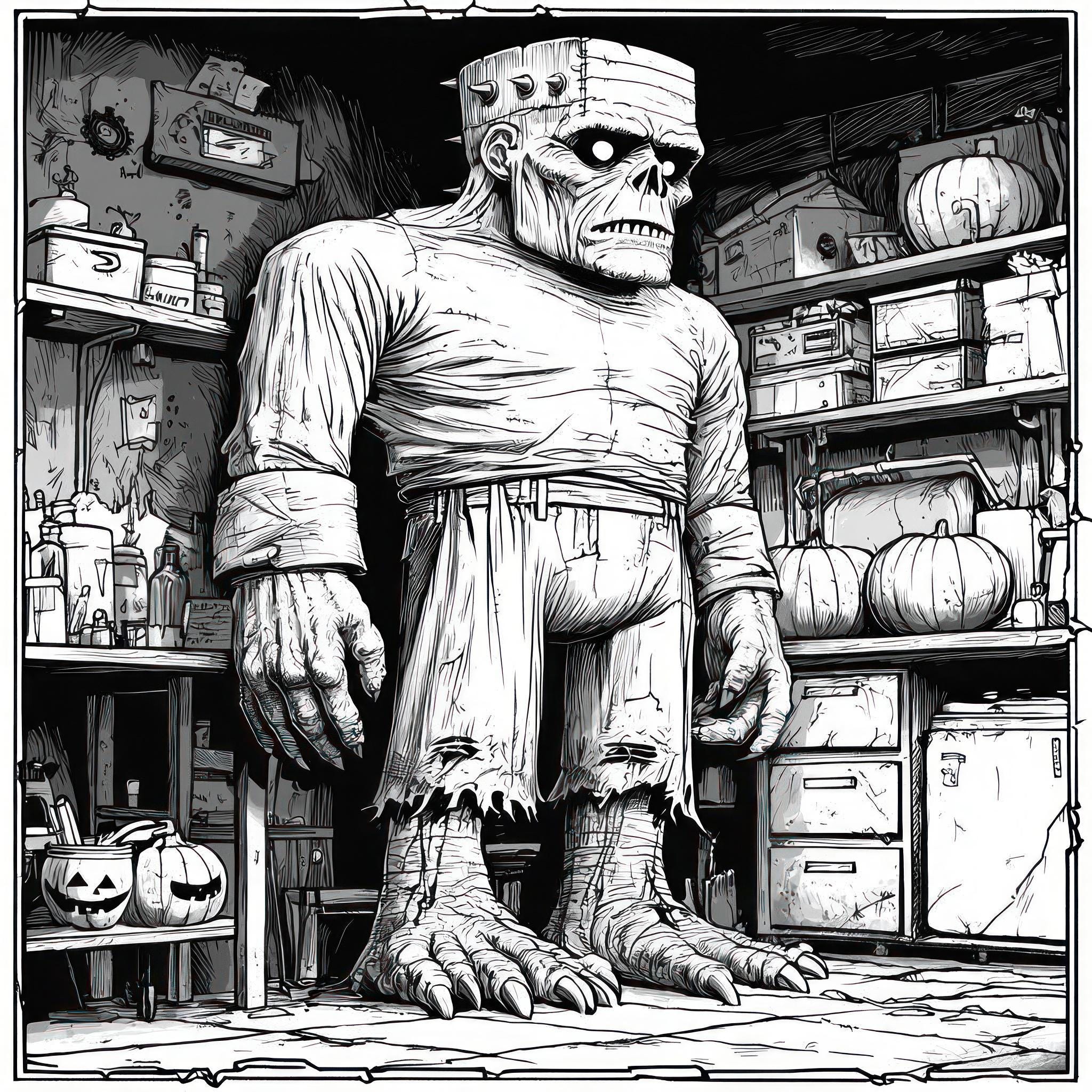 100 Halloween Monsters Ghouls Pages Digital Coloring Book PDF for Kids ...