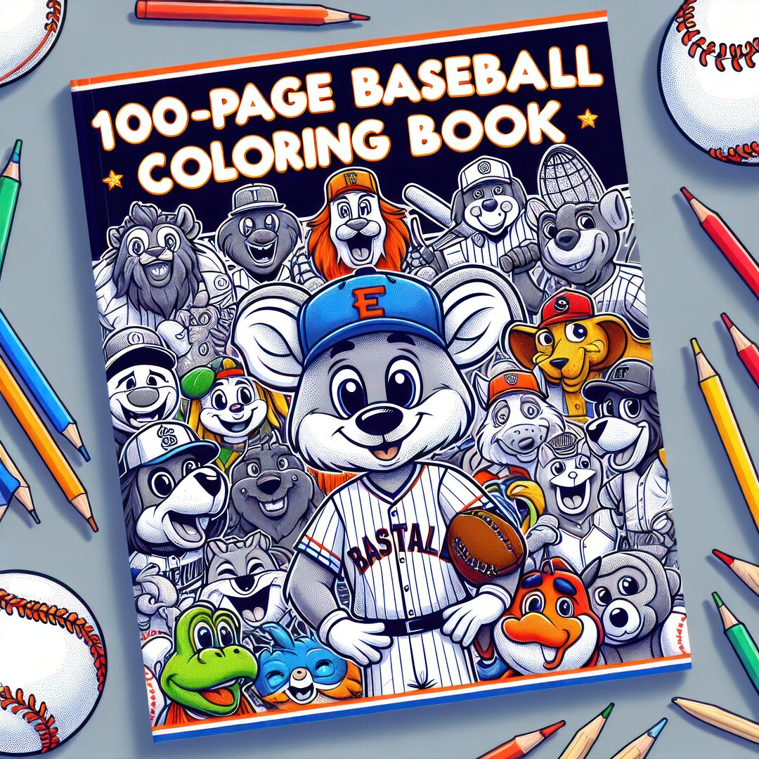 Baseball Team Mascots Digital Coloring Book, Fun Mascot Designs, 100 ...