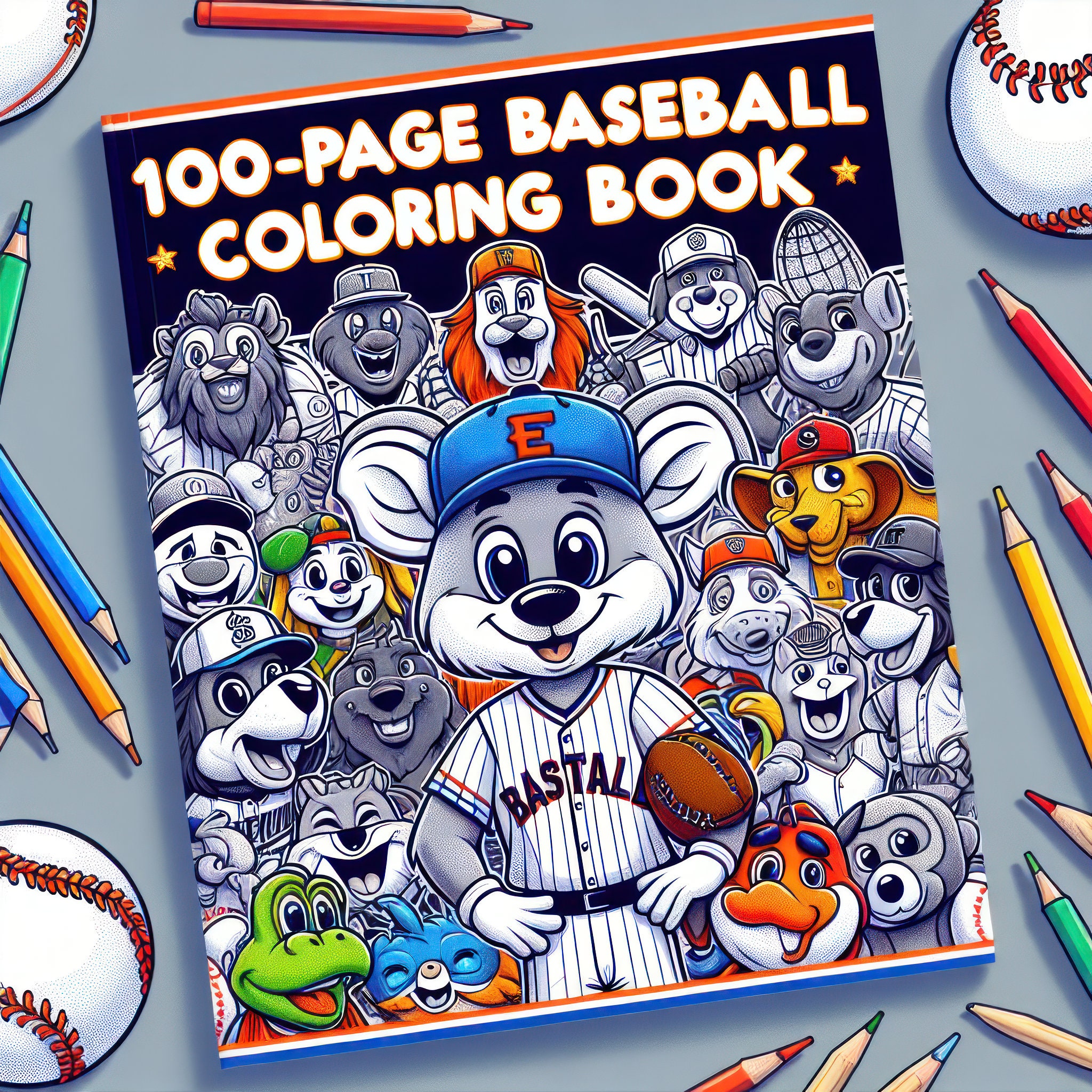 Baseball Team Mascots Digital Coloring Book, Fun Mascot Designs, 100 ...