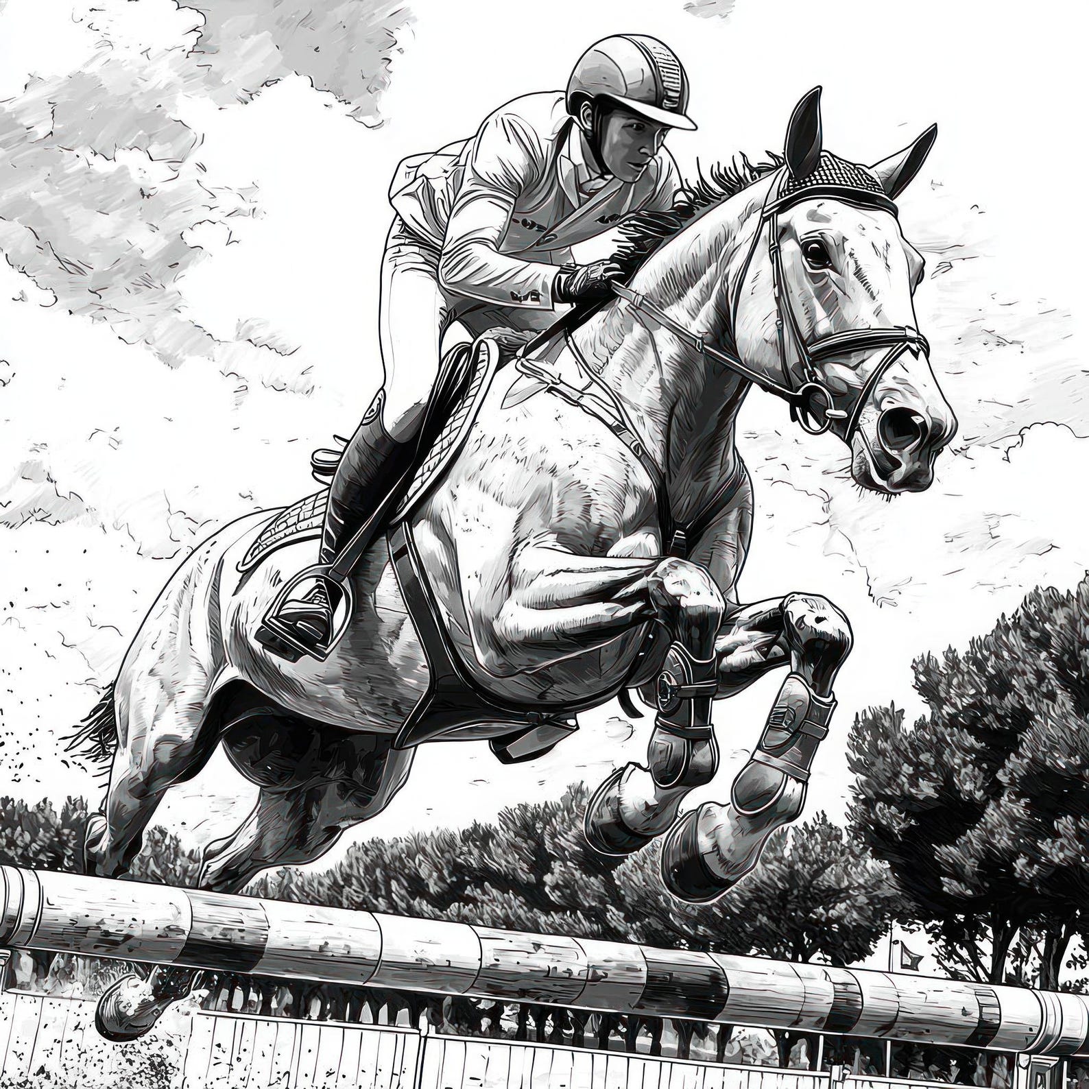 100 Pages Modern Pentathlon Coloring Book Digital PDF for Kids and ...