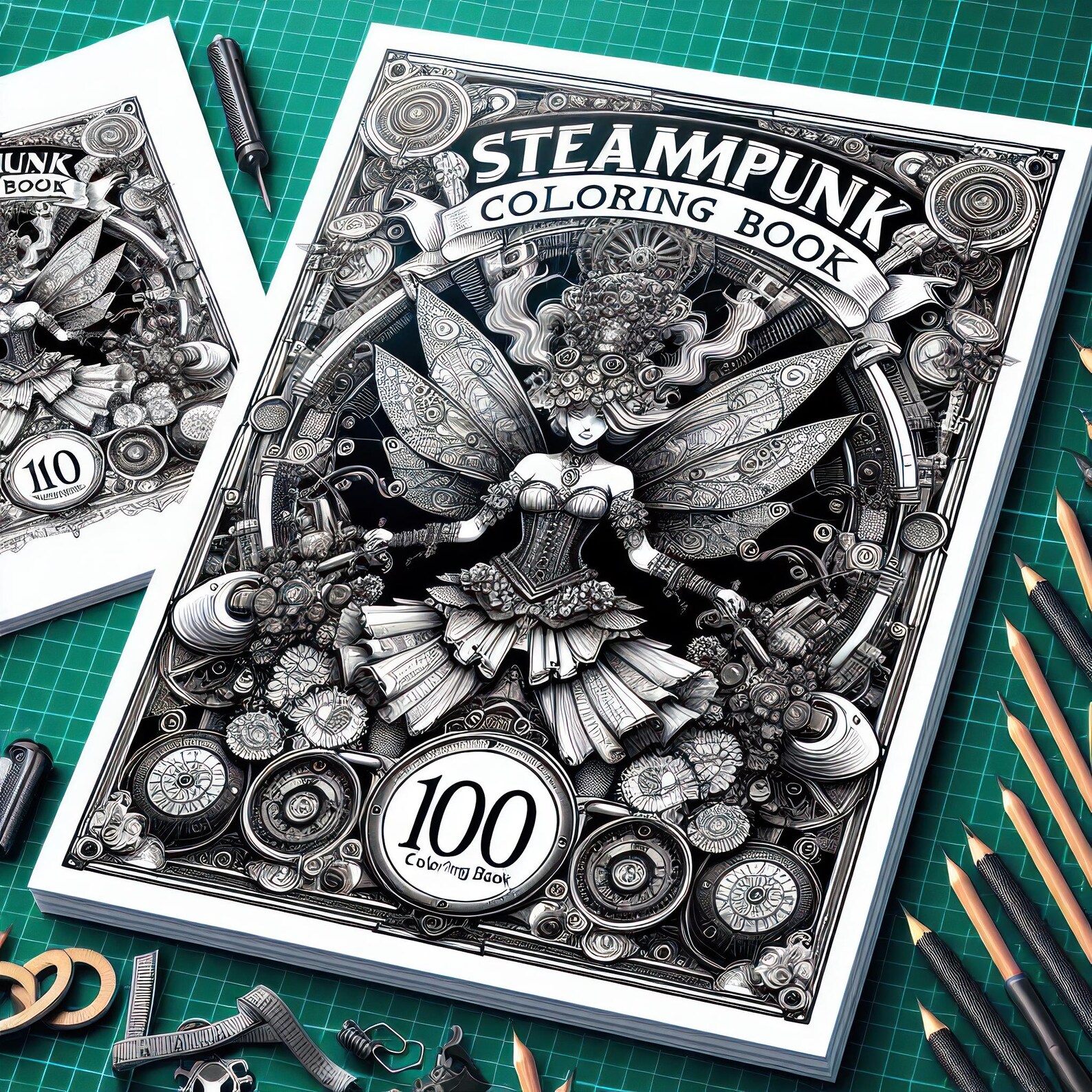 100 Pages Digital Steampunk Fairies Coloring Book PDF for Kids and ...