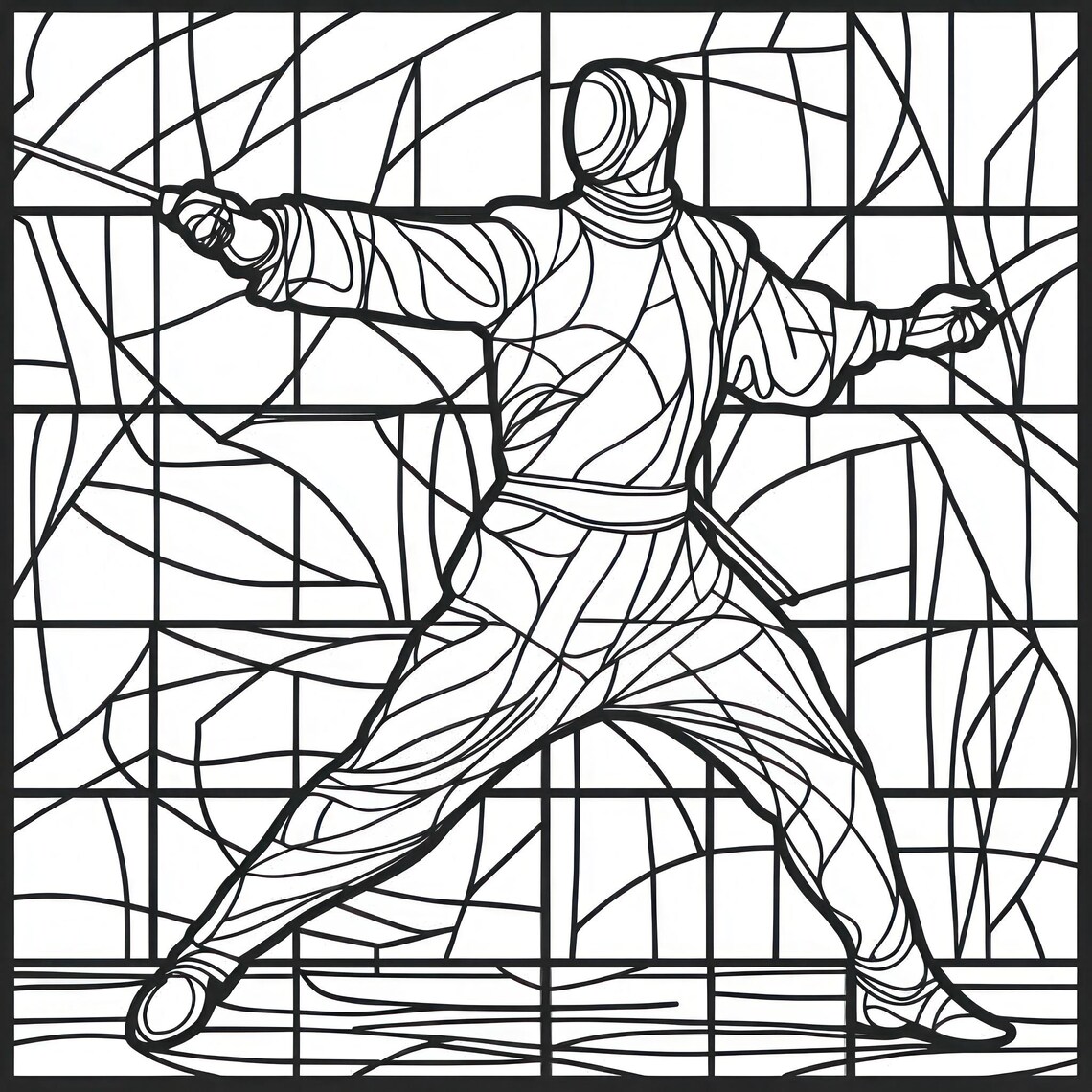 100 Artistic Fencing Pages Digital Coloring Book PDF for Kids and ...