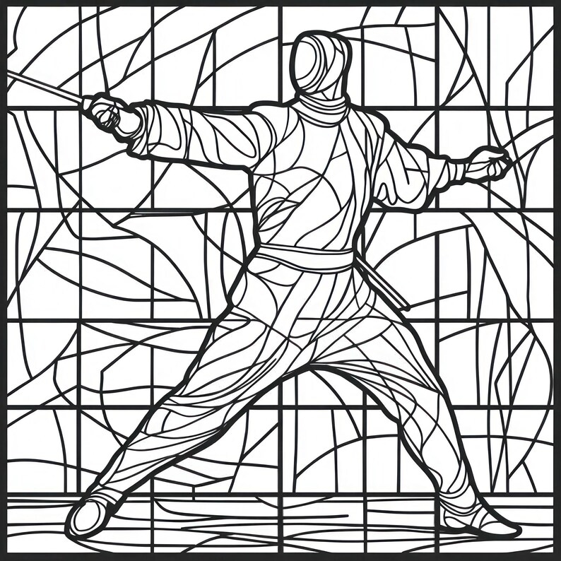 100 Artistic Fencing Pages Digital Coloring Book PDF for Kids and ...