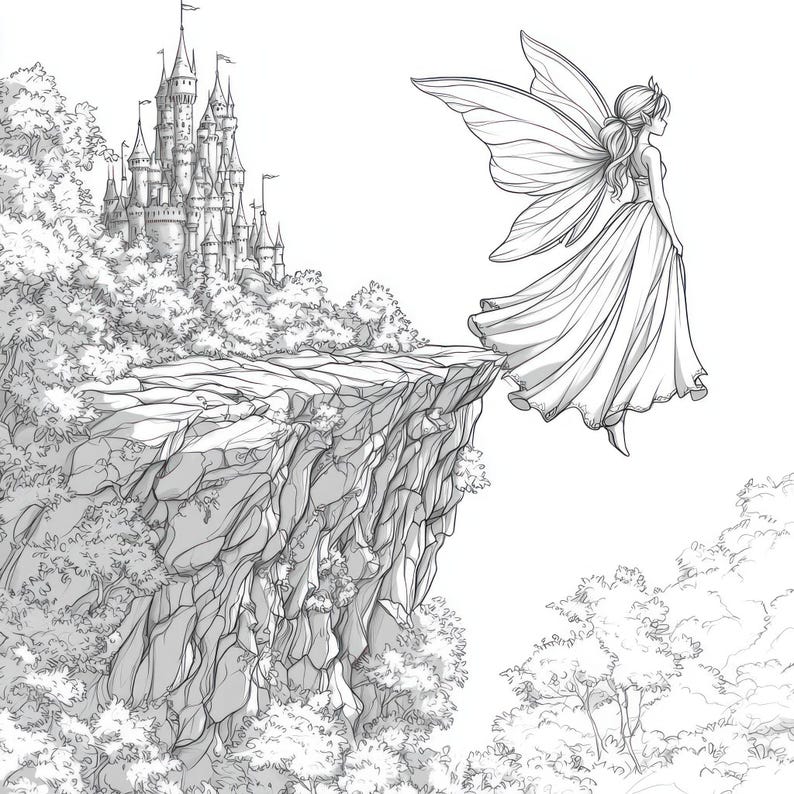 100 Magical Forest Fairies Pages Digital Coloring Book PDF for Kids and ...