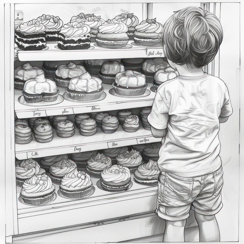 100 Sweet Treats Bakery Pages Coloring Book Digital PDF for Kids and ...