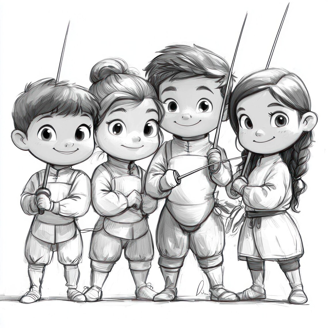 100 Artistic Fencing Pages Digital Coloring Book PDF for Kids and ...