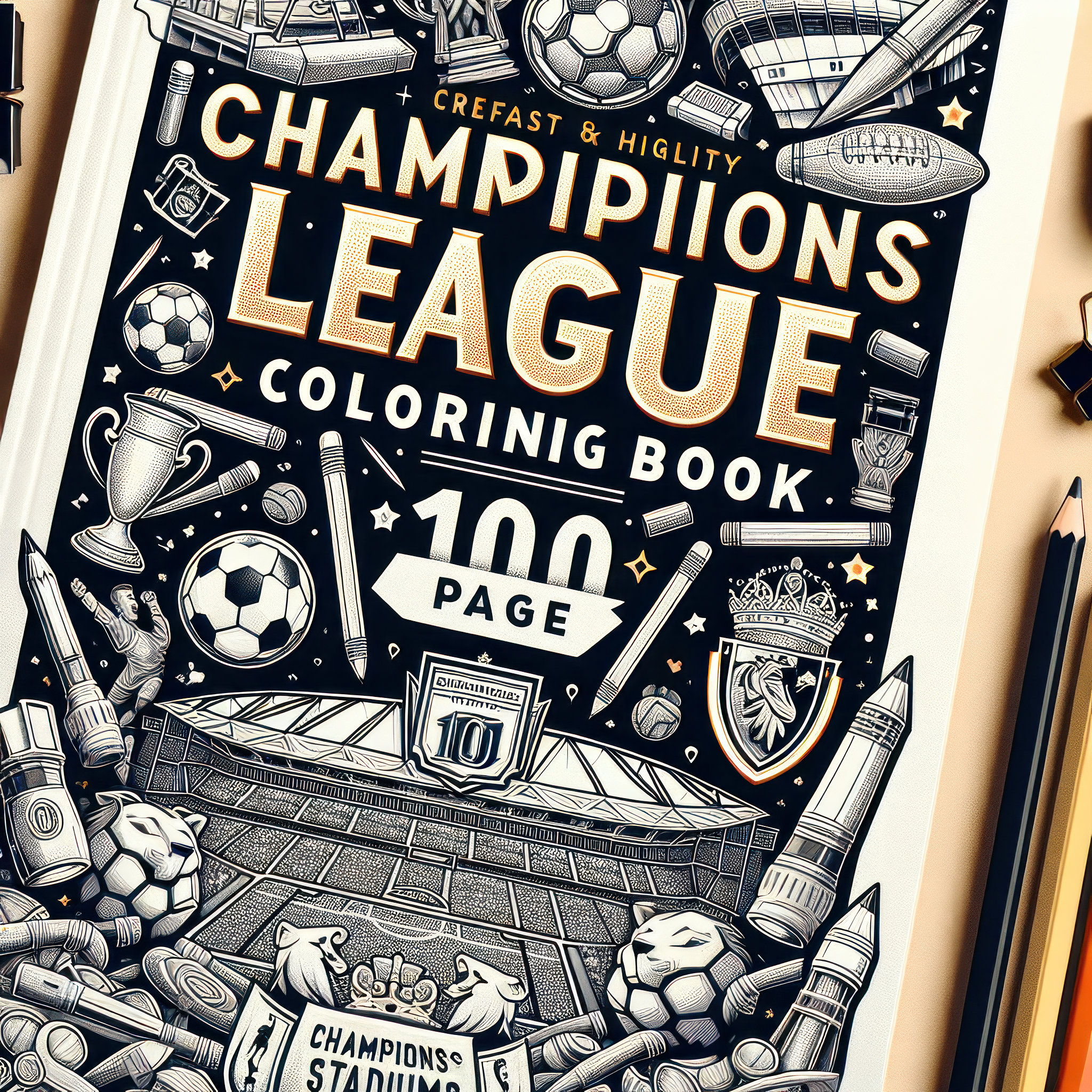 100 Pages Digital Coloring Book PDF, Champions League Stadiums, Kids ...