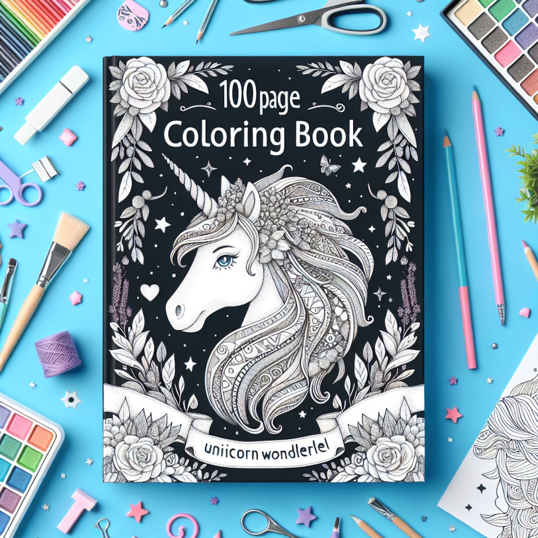 100 Printable Coloring Unicorn Wonderland, 100 Pages Digital PDF Book ...