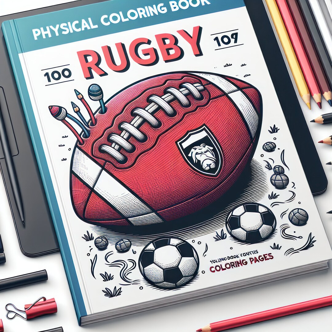 100 Rugby Coloring Pages Book PDF for Kids and Adults Fun Activity Gift ...