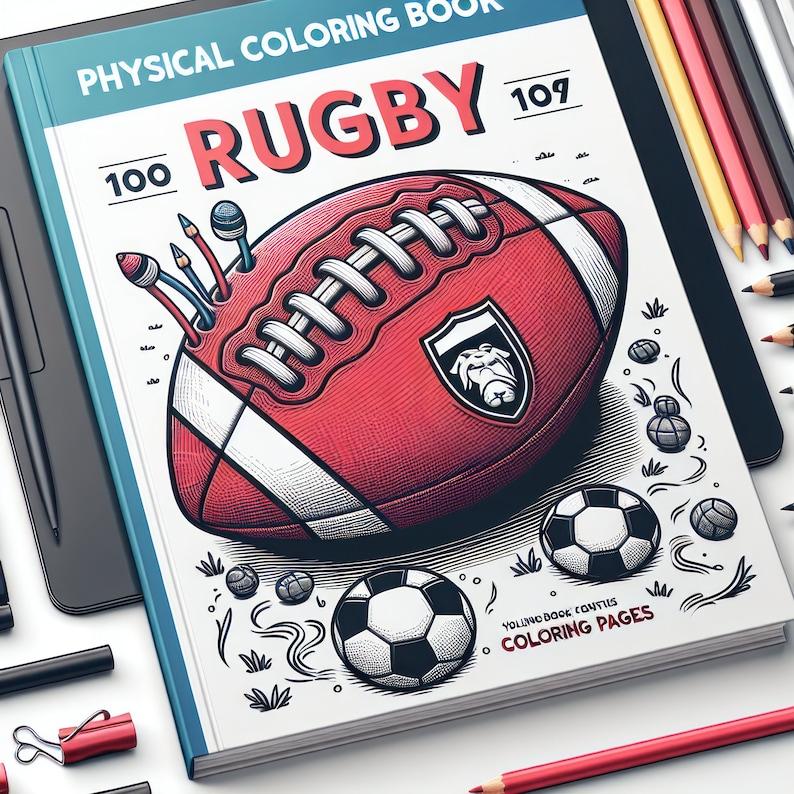 100 Rugby Coloring Pages Book PDF for Kids and Adults Fun Activity Gift ...