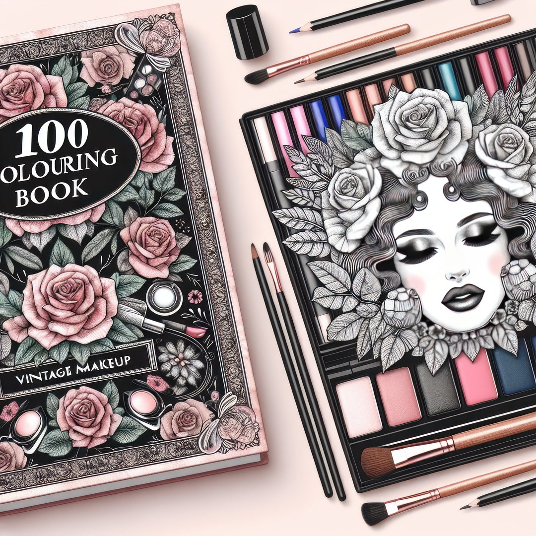 100 Pages Vintage Makeup Coloring Book Digital PDF for Kids and Adults ...