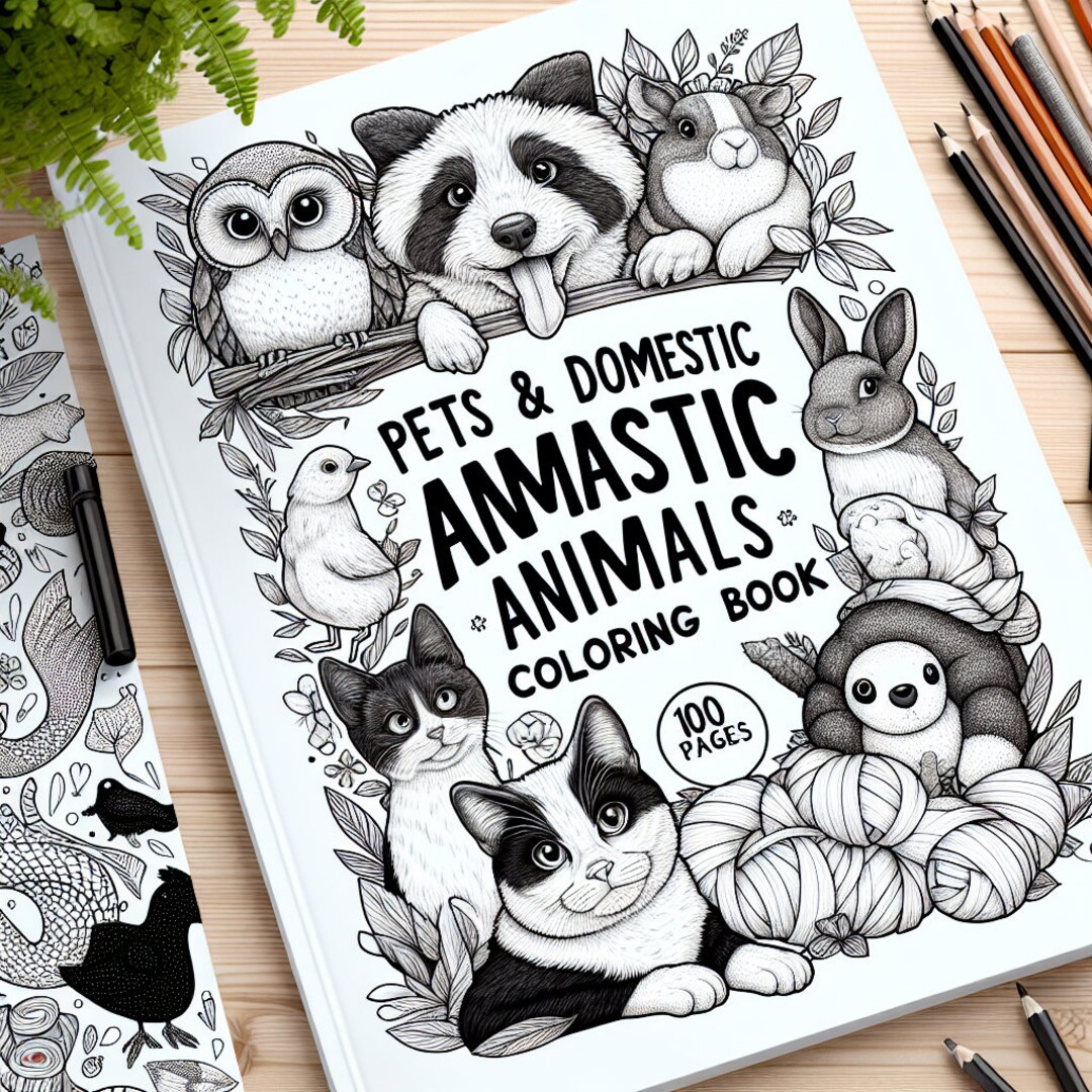 100 Images Creative Fun Time, Pet Domestic Animals Coloring Book - PDF ...