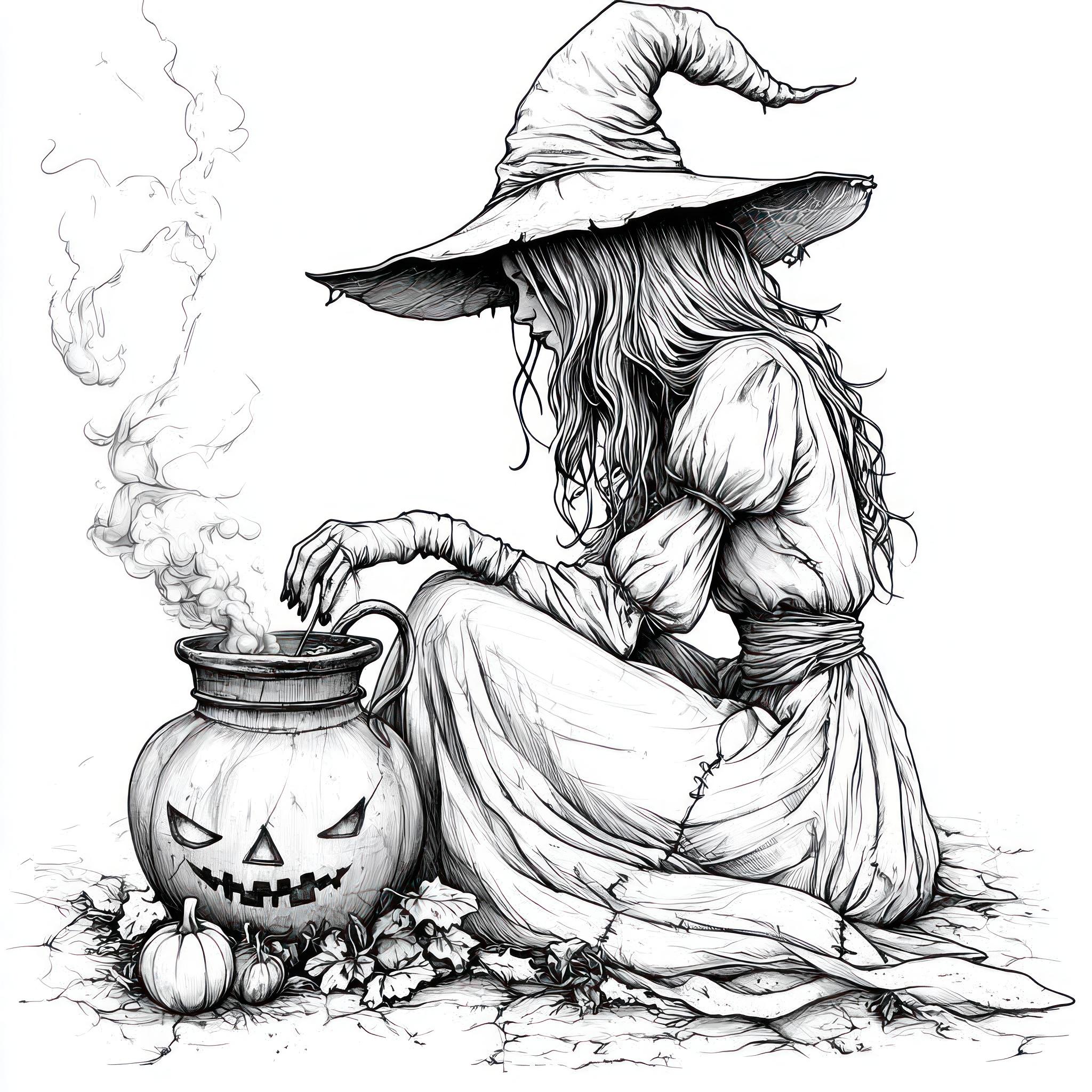 100 Pages Halloween Magic Potions and Cauldrons Coloring Book PDF for ...