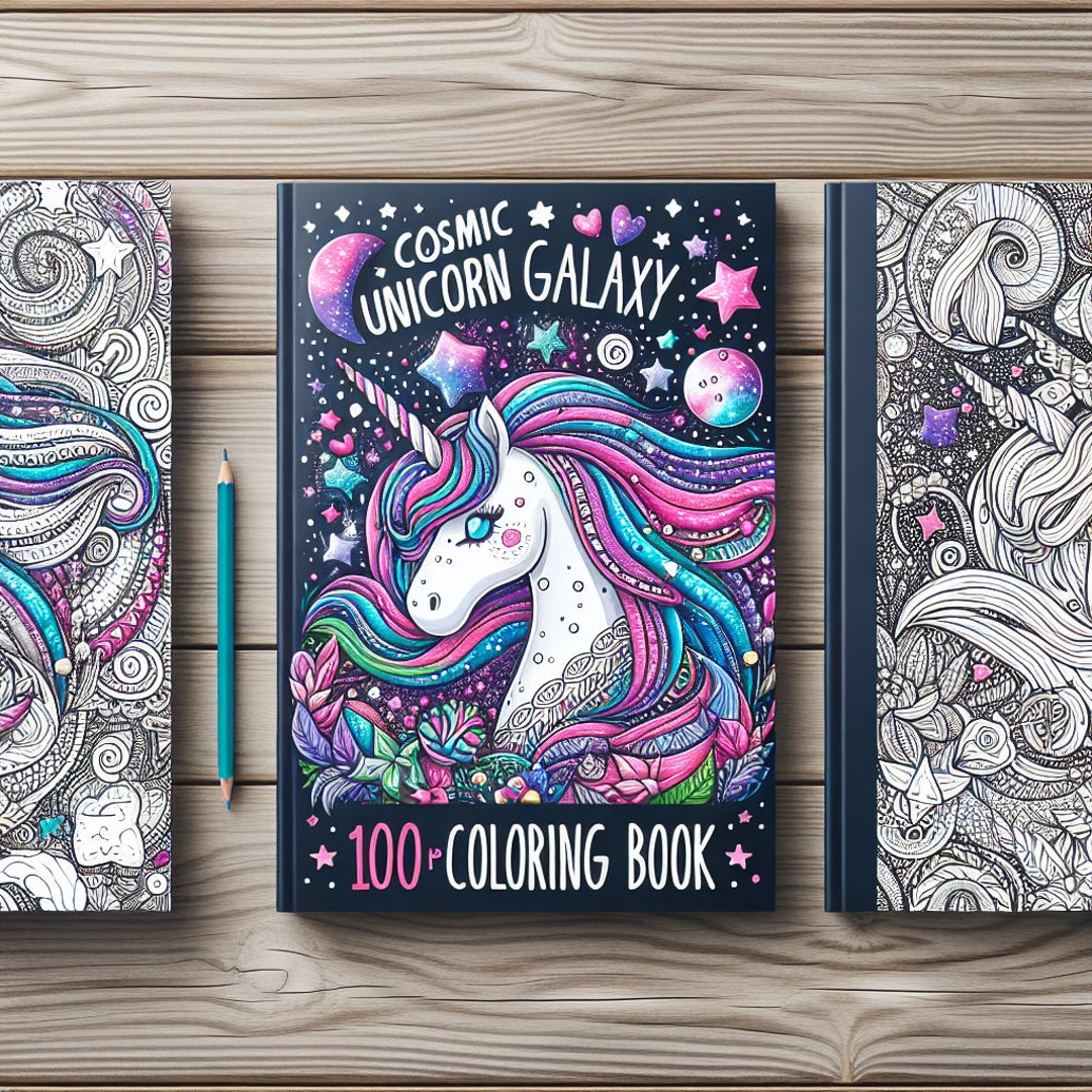 100 Cosmic Unicorn Coloring Book - 100 Pages PDF Digital Book ...