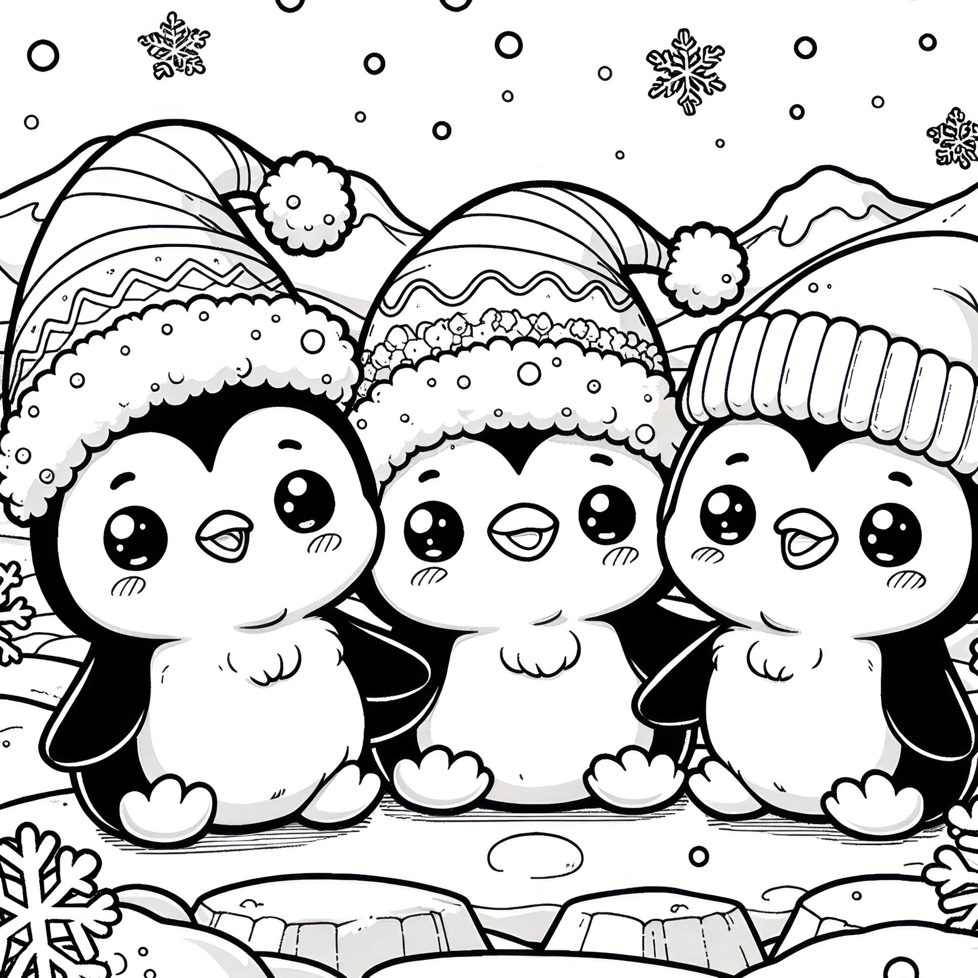 30 Coloring Pages Christmas KAWAII Cute Animals, PDF File, Instant ...