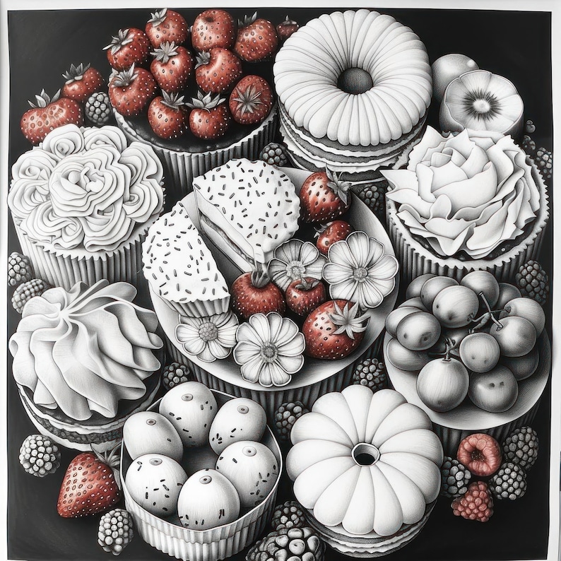 100 Sweet Treats Bakery Pages Coloring Book Digital PDF for Kids and ...