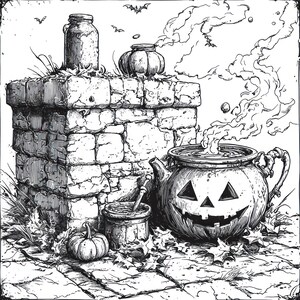 100 Pages Halloween Magic Potions and Cauldrons Coloring Book PDF for ...