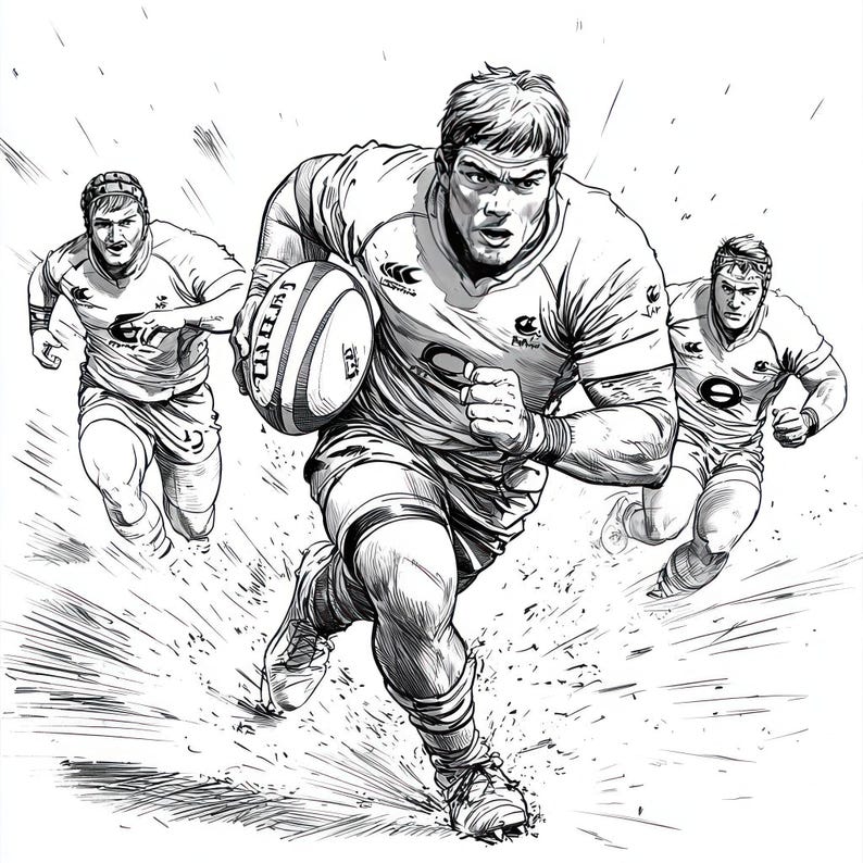 100 Pages Digital Touch Rugby Coloring Book PDF for Kids and Adults Fun ...