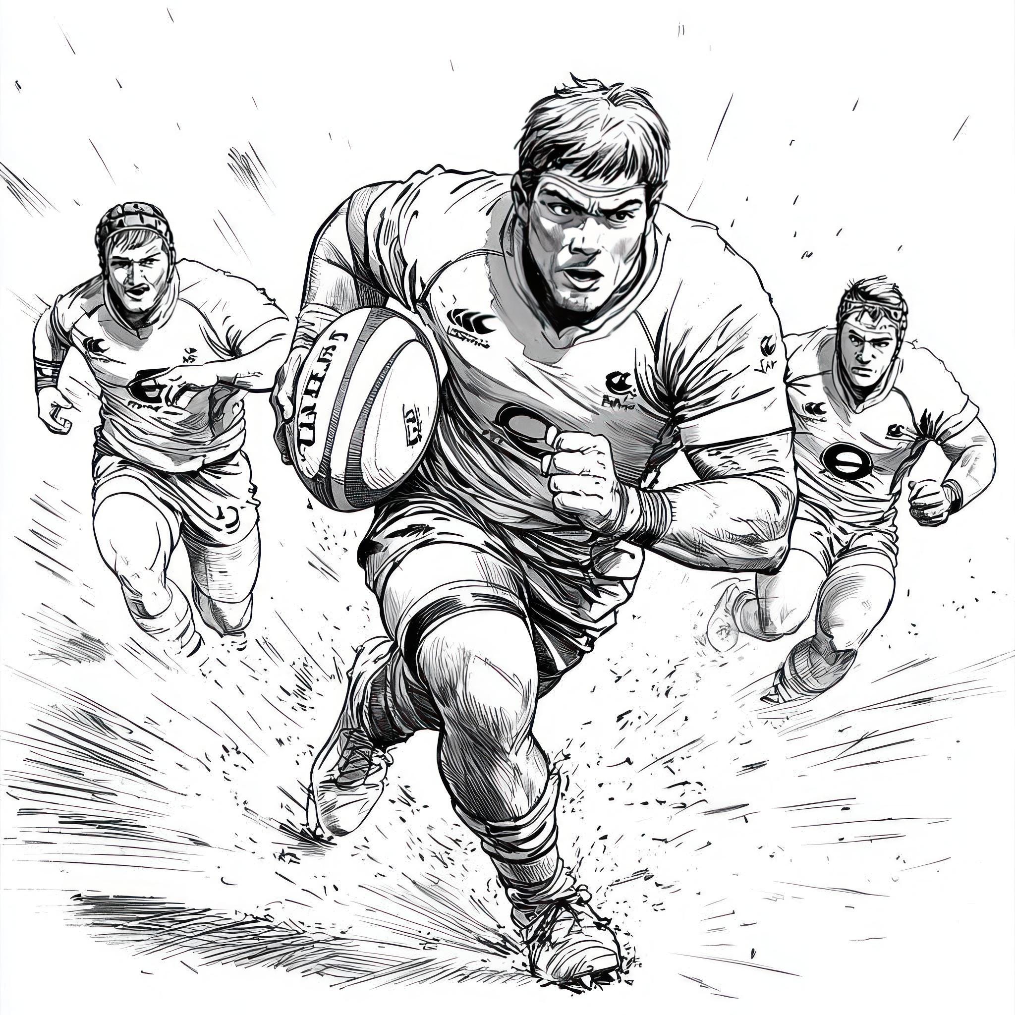 100 Pages Digital Touch Rugby Coloring Book PDF for Kids and Adults Fun ...