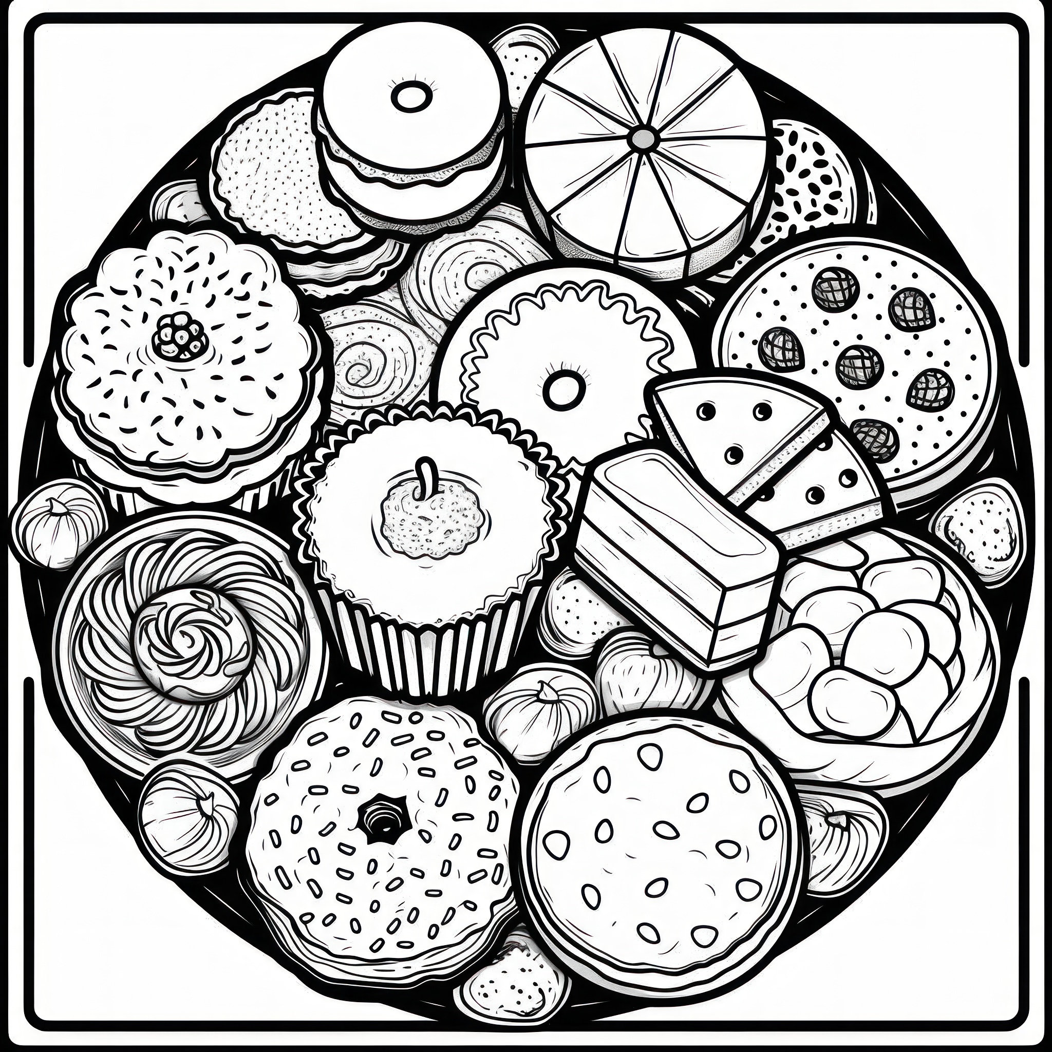 100 Sweet Treats Bakery Pages Coloring Book Digital PDF for Kids and ...