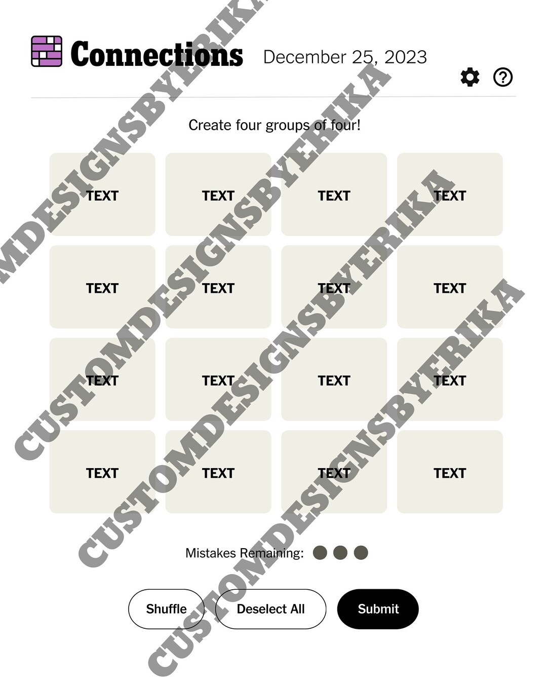 Personalized Connections Puzzle Custom Nytimes NYT and NYT Games Poster ...