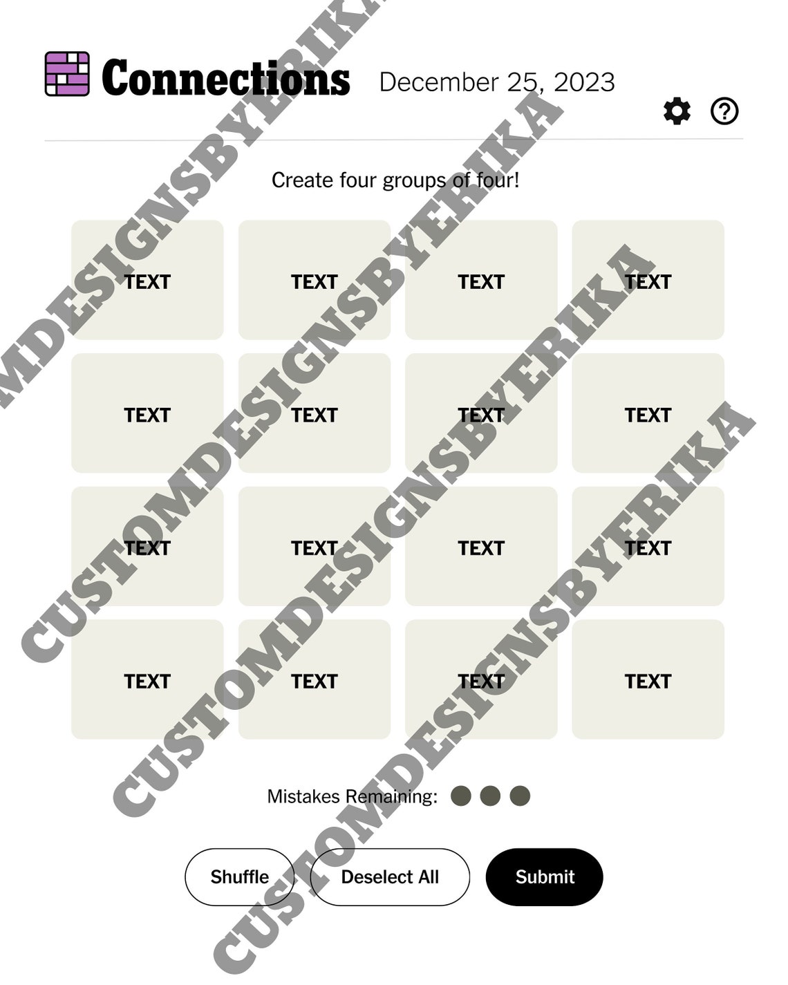 Personalized Connections Puzzle Custom Nytimes NYT and NYT Games Poster ...