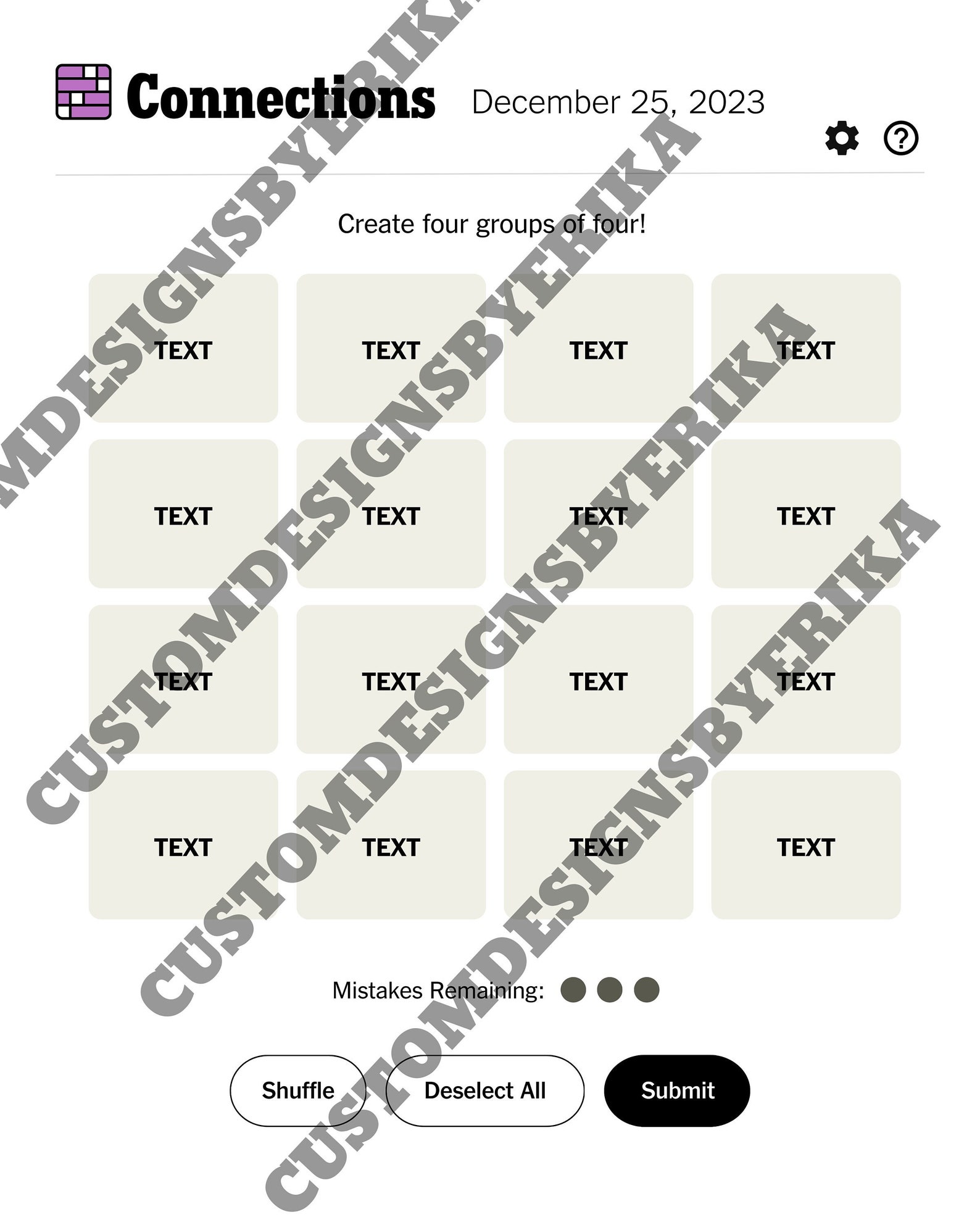Personalized Connections Puzzle Custom Nytimes NYT and NYT Games Poster ...