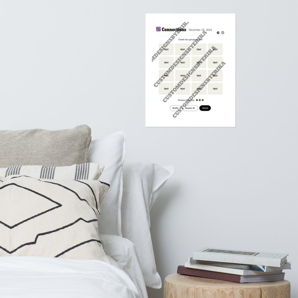 Personalized Connections Puzzle Custom Nytimes NYT and NYT Games Poster ...