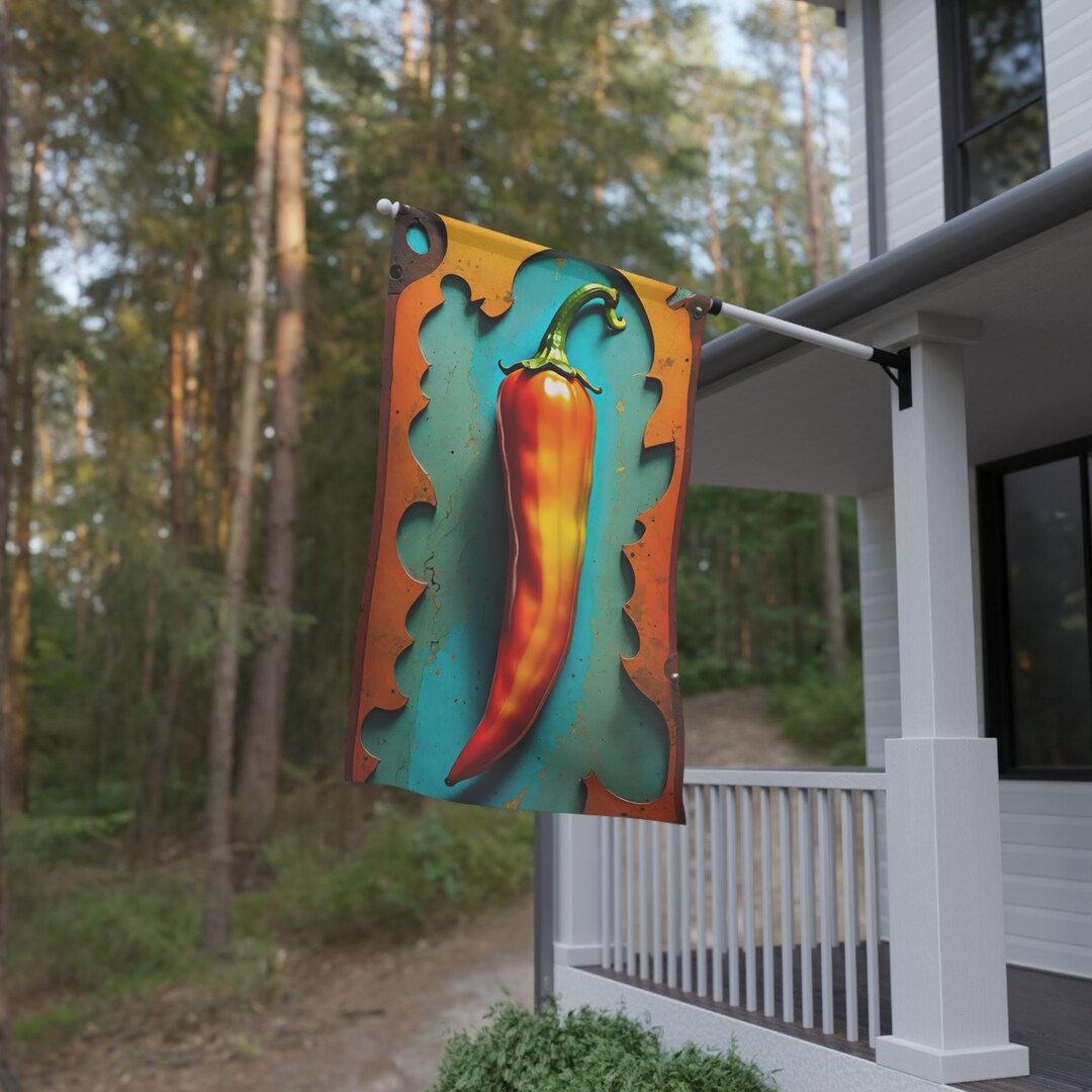 Vibrant Chili Pepper House Banner, Colorful Home Decor, Outdoor BBQ ...