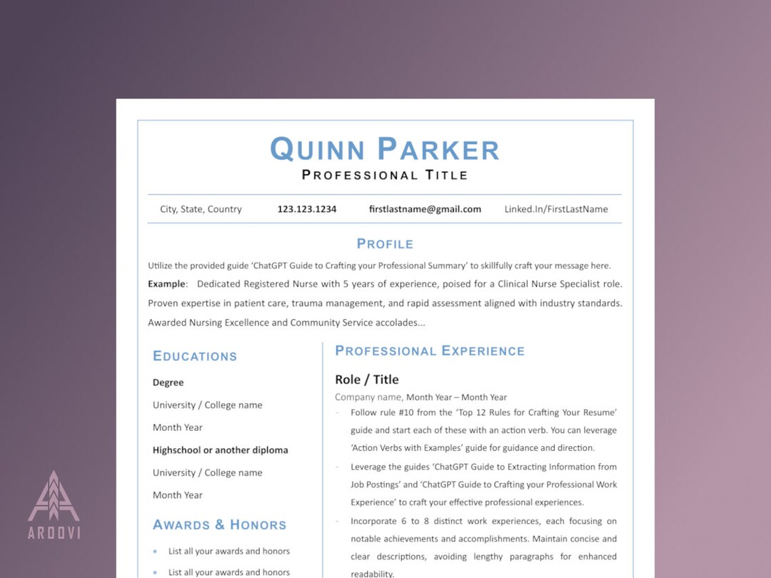 Empower Resume Cover Reference MS Word and Google Docs Action Verbs ...