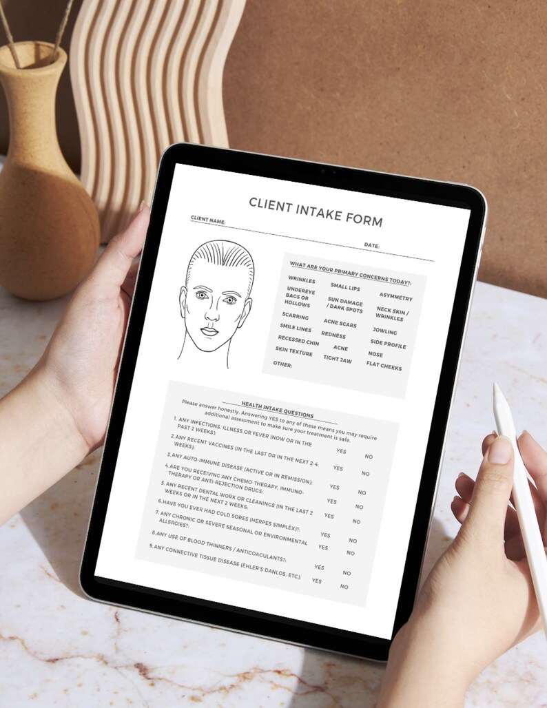 Client Intake Form for Aesthetics Injectables PDF Three Versions for ...