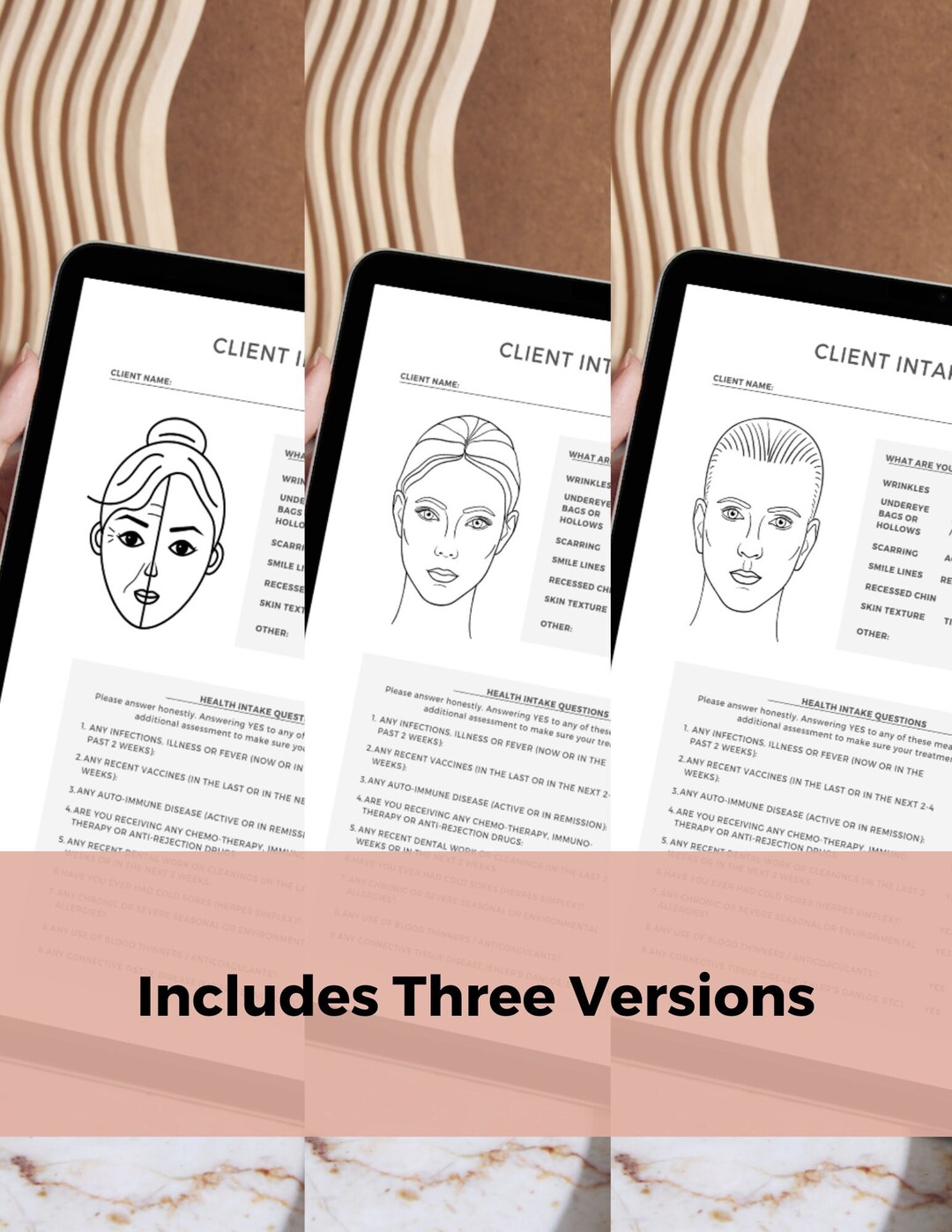 Client Intake Form for Aesthetics Injectables PDF Three Versions for ...