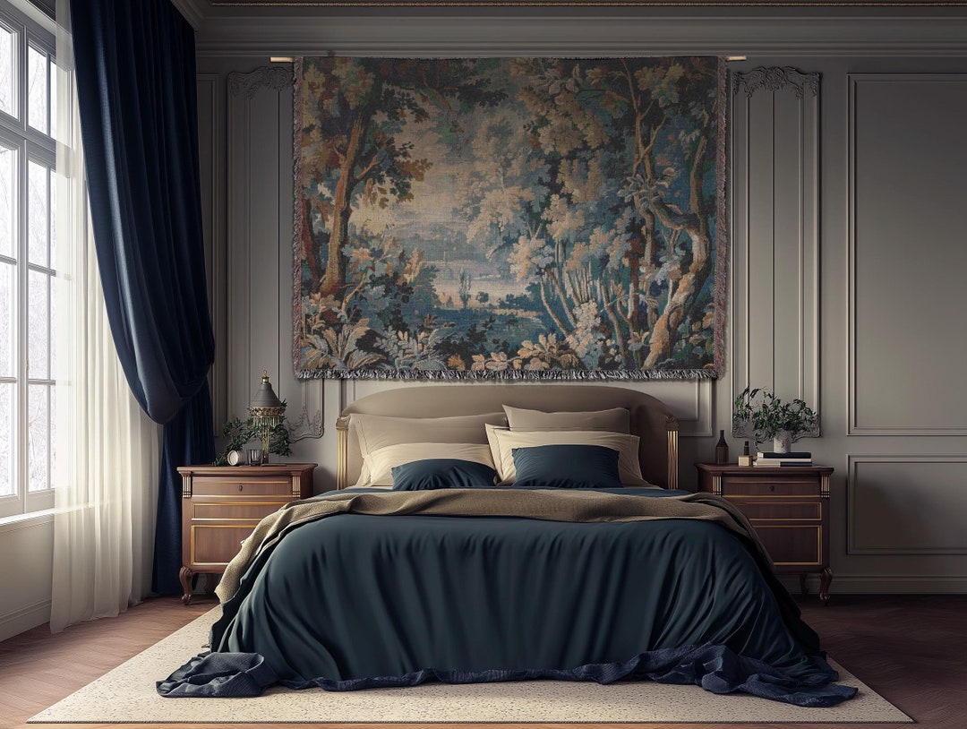 Woven Blue Tapestry French Country Decor Luxury Boho Tapestry Blue ...