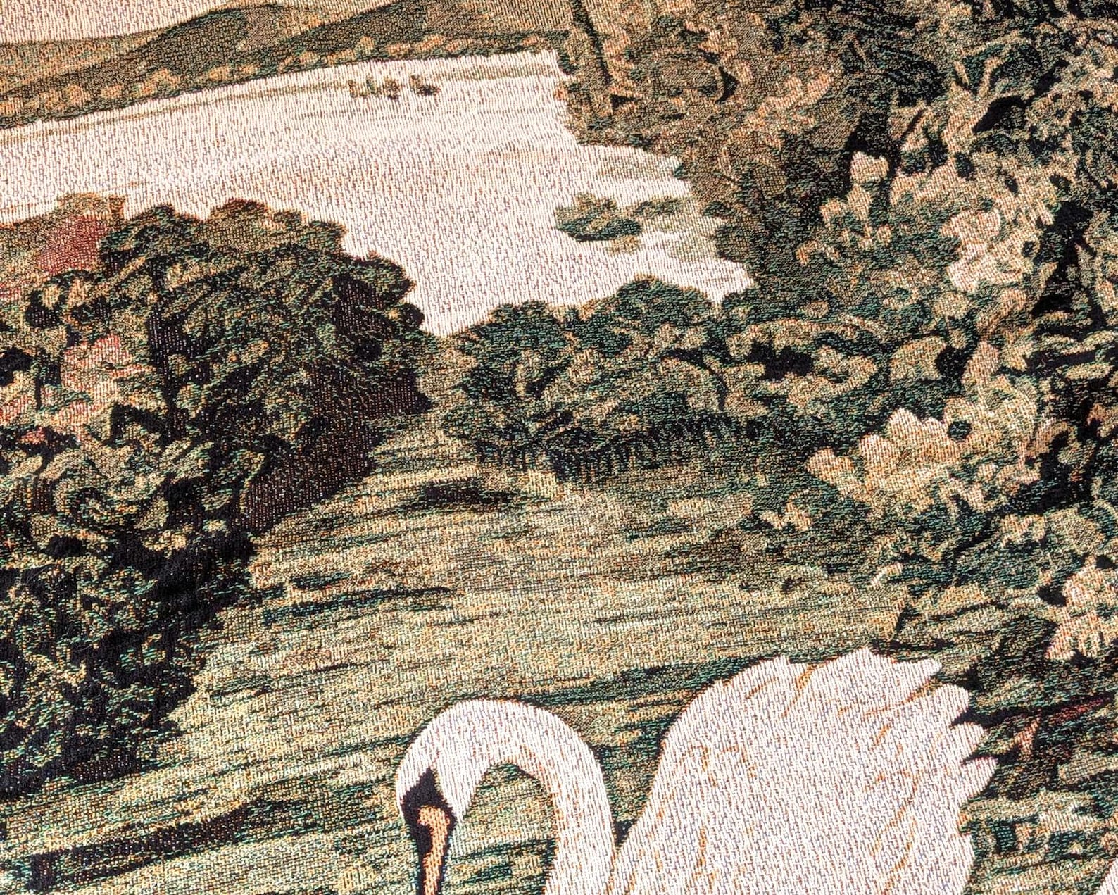 Swan Lake Woven Tapestry Romantic Verdure Cotton Wall Hanging French ...