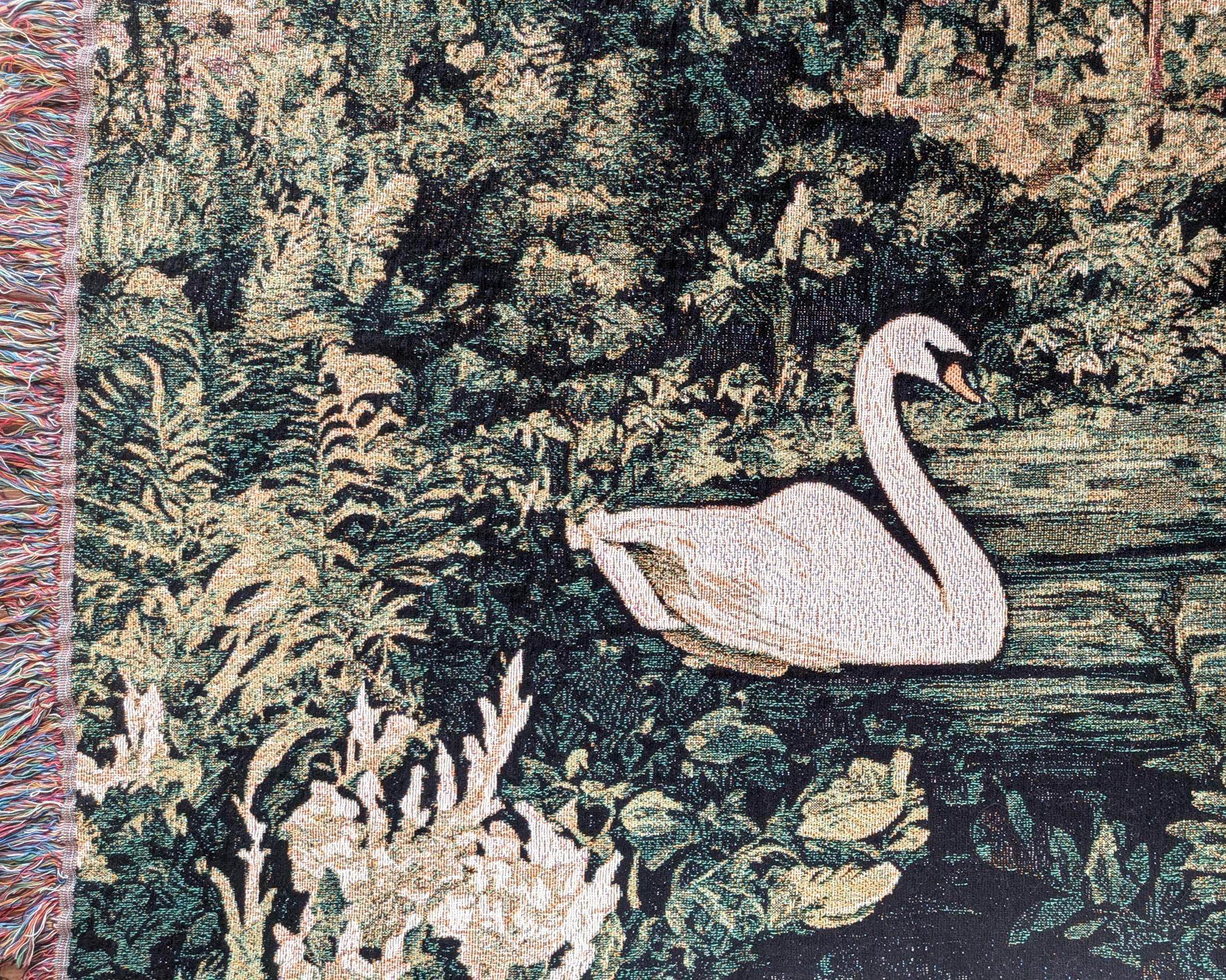 Swan Lake Woven Tapestry Romantic Verdure Cotton Wall Hanging French ...