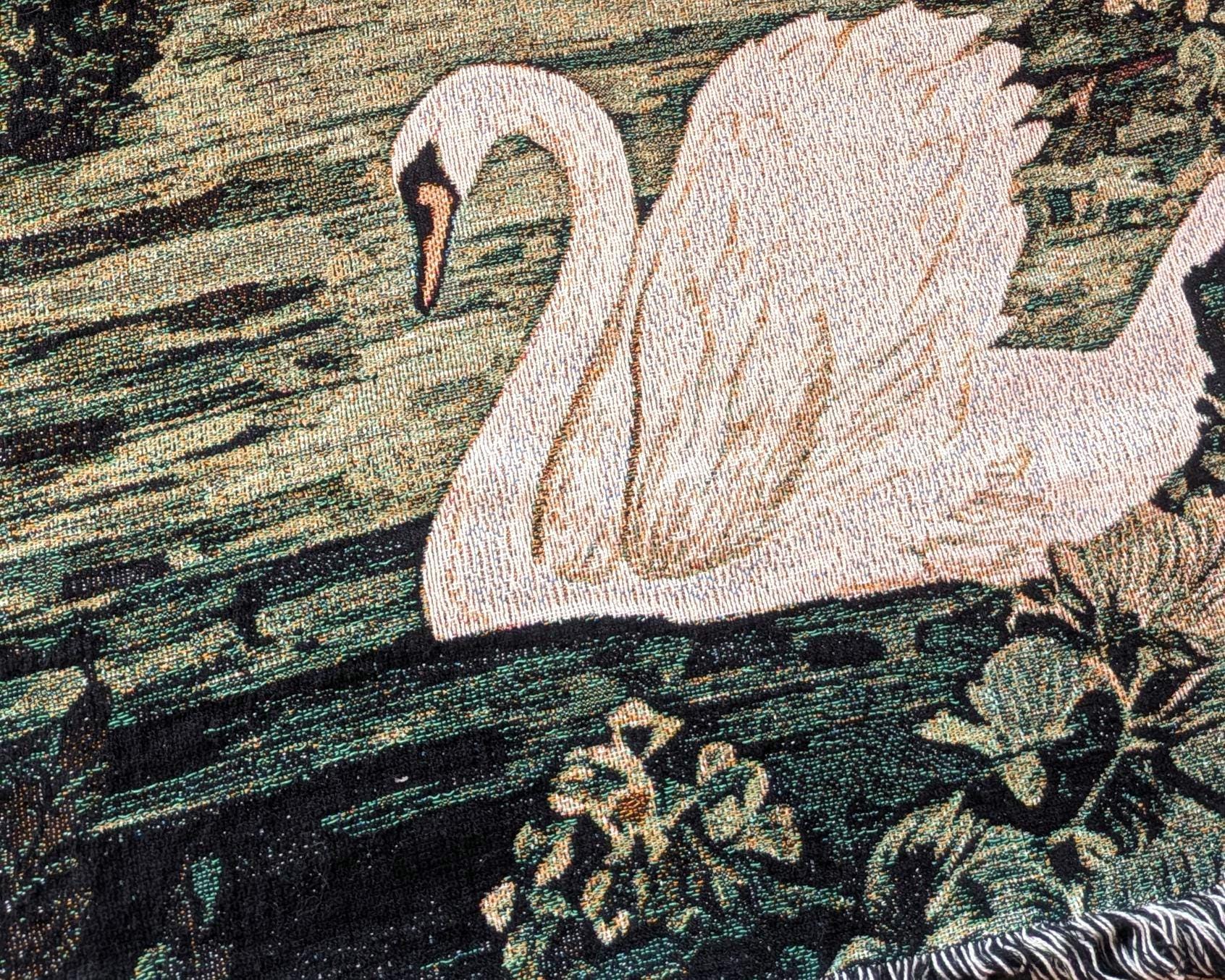 Swan Lake Woven Tapestry Romantic Verdure Cotton Wall Hanging French ...